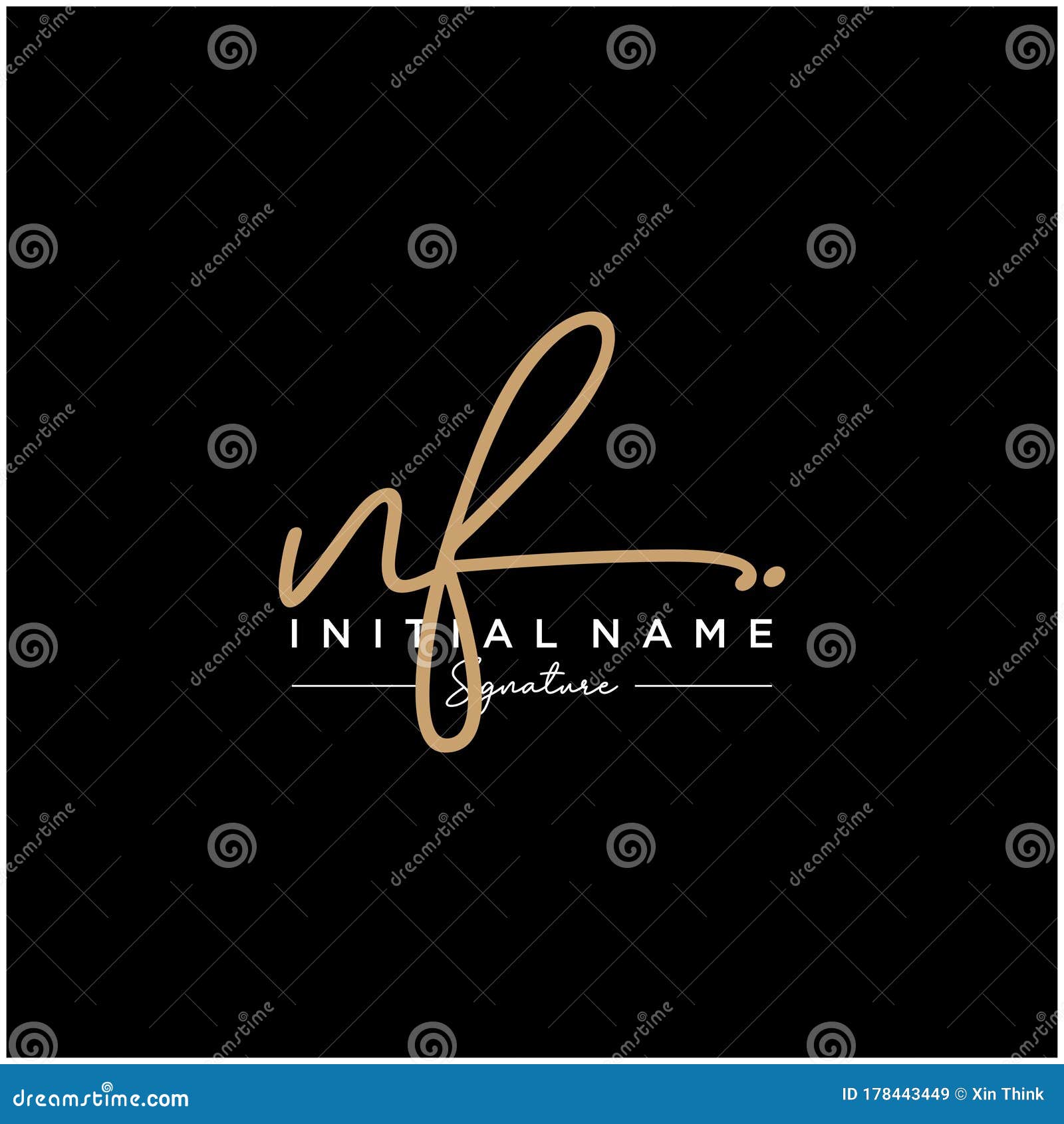 Letter NF Signature Logo Template Vector Stock Illustration ...
