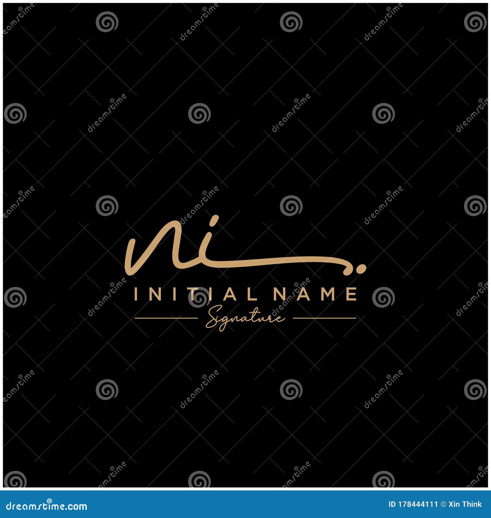 Letter NI Signature Logo Template Vector Stock Illustration ...
