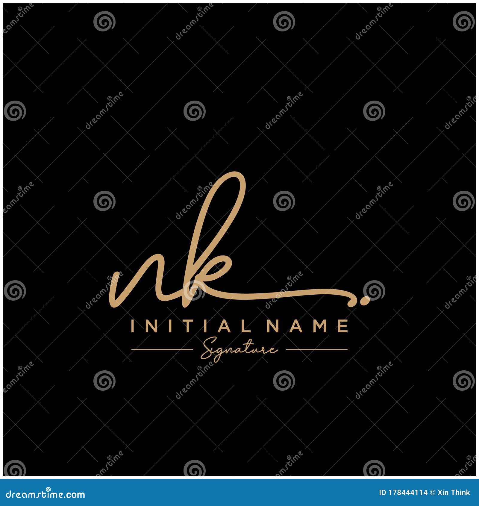 Letter NK Signature Logo Template Vector Stock Illustration ...