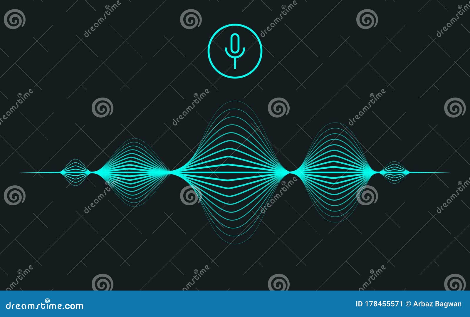 Voice Recognition Personal Assistant Sound Waves Background Stock ...