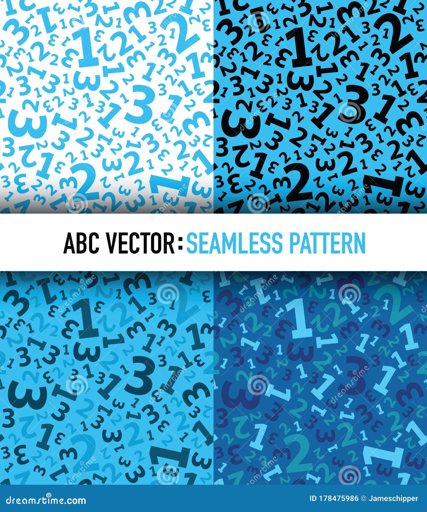 Blue 123 Number Background Seamless Set Stock Vector - Illustration of ...