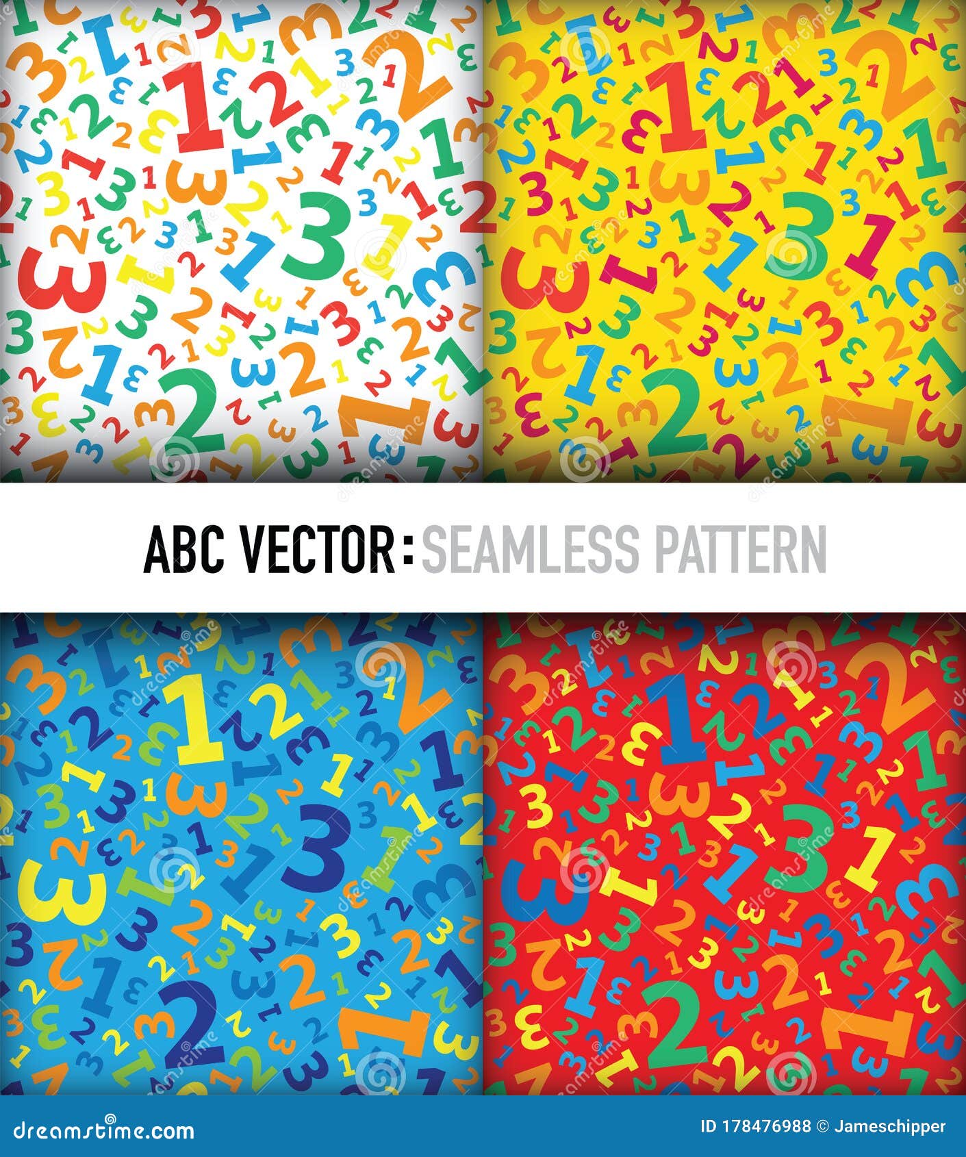 Multicolored 123 Number Background Seamless Set Stock Vector ...