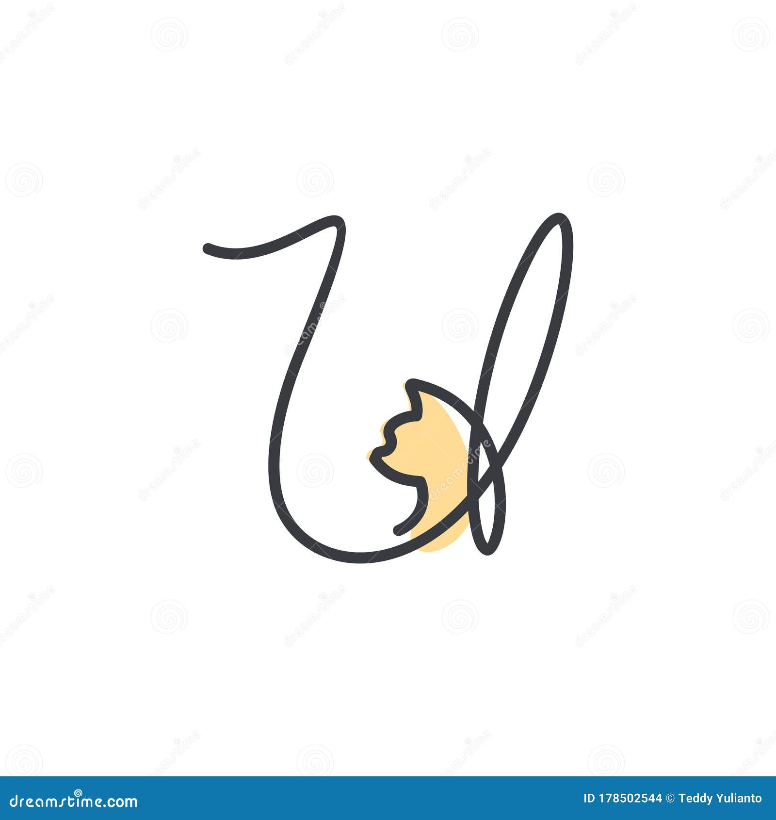 Initial Logo Letter U Handwriting Cat Stock Vector - Illustration of ...