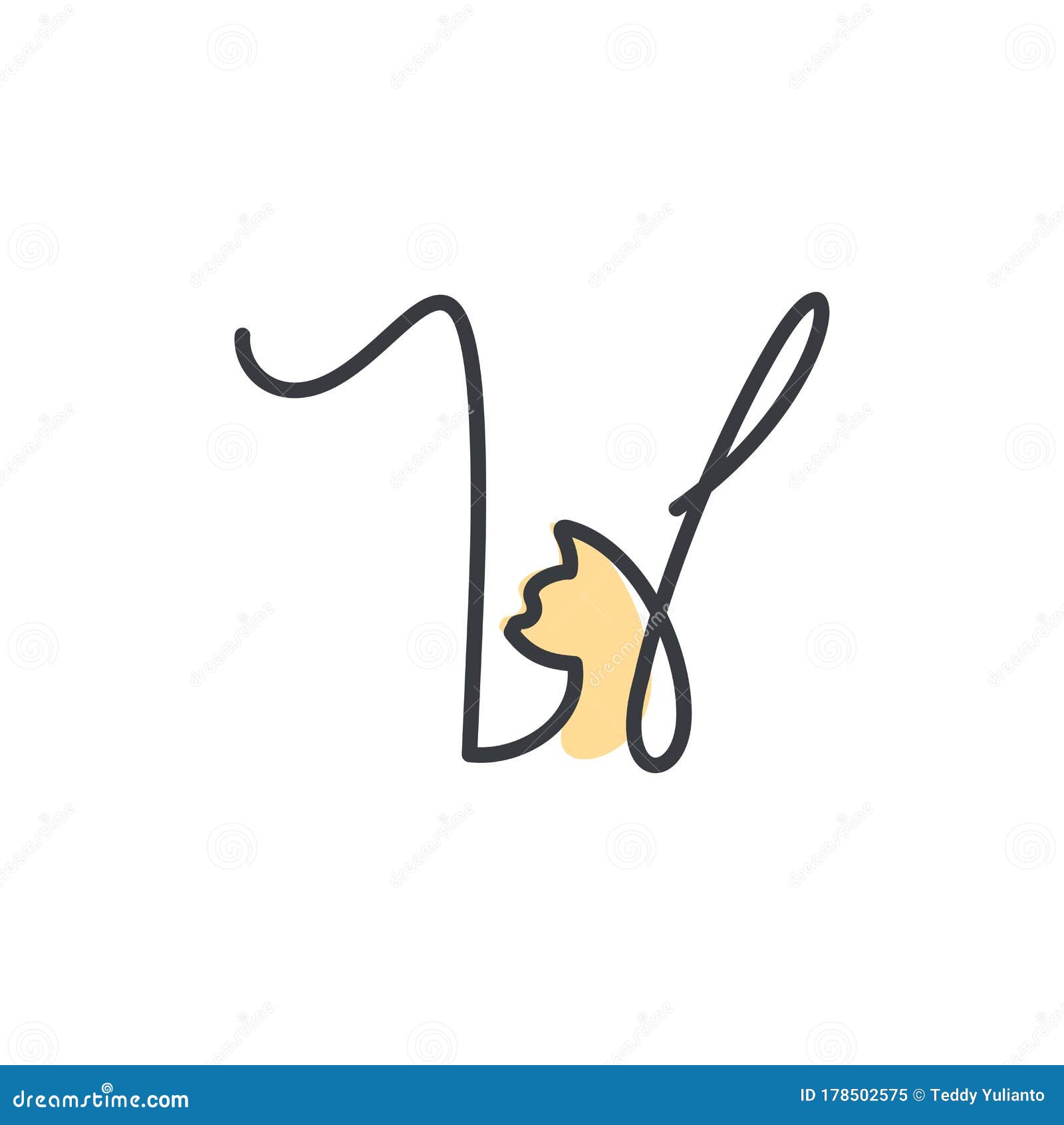 Initial Logo Letter V Handwriting Cat Stock Vector - Illustration of ...