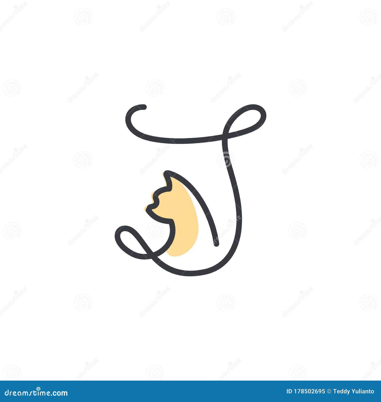 Initial Logo Letter J Handwriting Cat Stock Vector - Illustration of ...