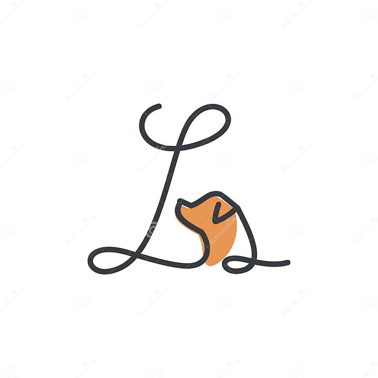 Initial Logo Letter L Handwriting Dog. Stock Vector - Illustration of ...