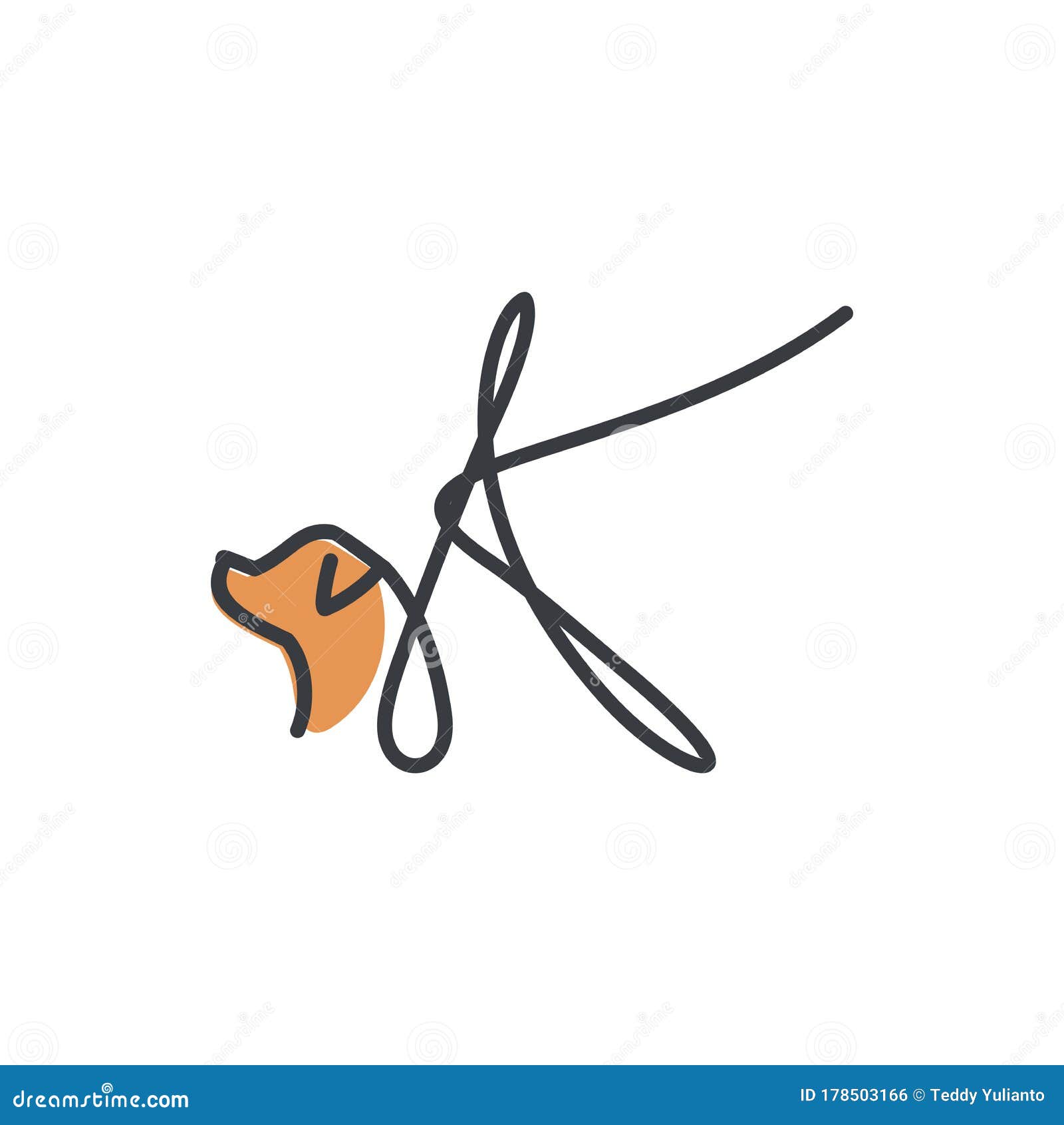 Initial Logo Letter K Handwriting Dog. Stock Vector - Illustration of ...