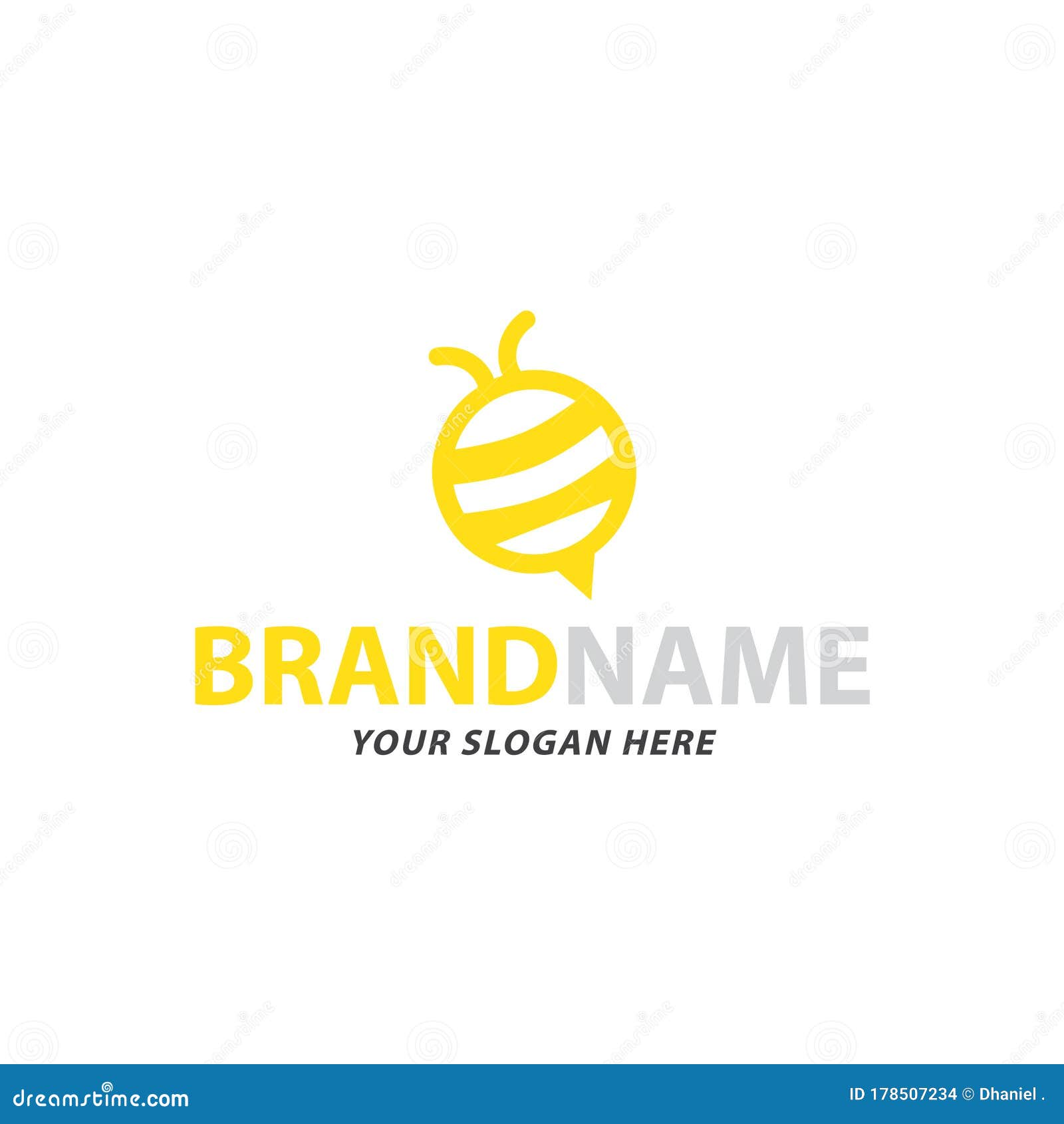 Creative Yellow Color Bee Logo Design, Vector Stock Illustration ...