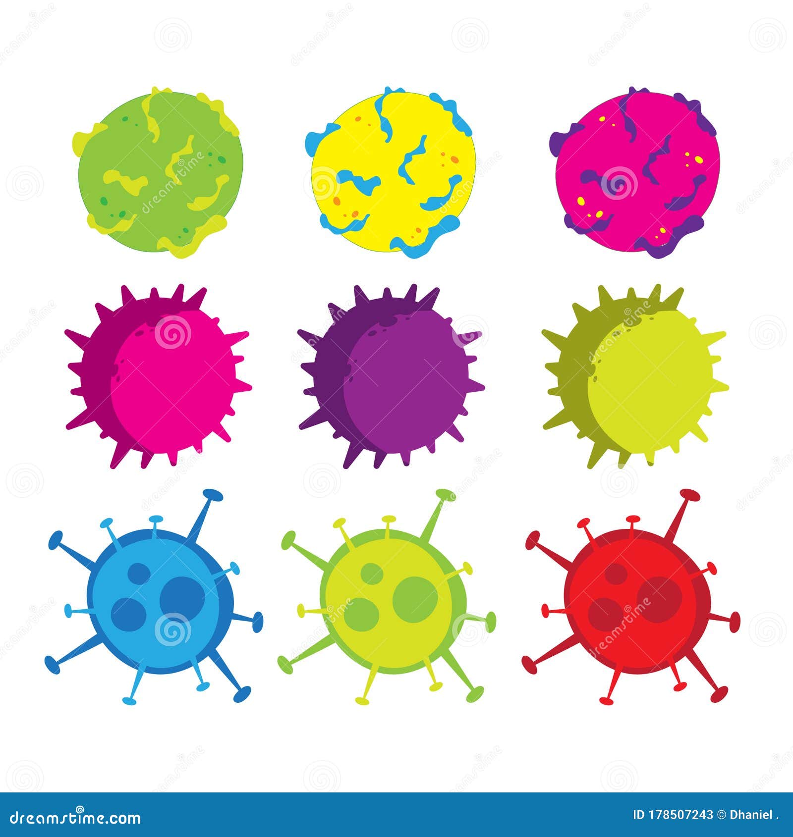 Various Color and Shape Virus Icon Design, Vector Stock Illustration ...