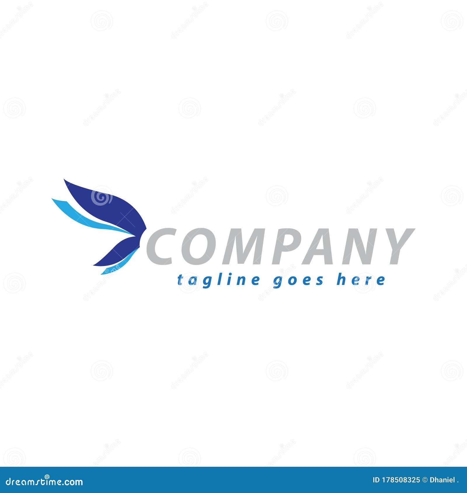 Creative and Simple Blue Wings Logo Design, Vector Stock Vector ...