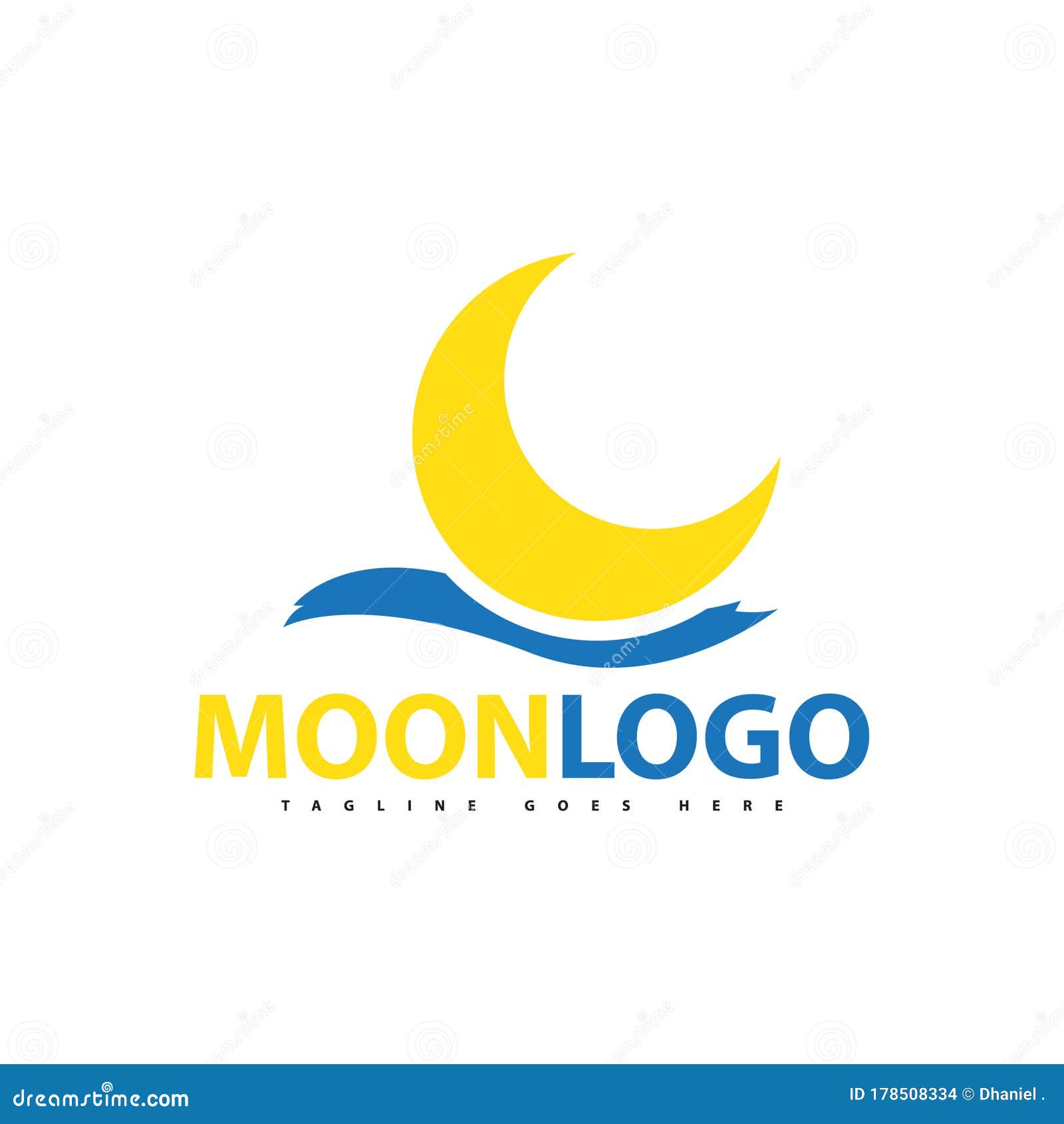 Creative and Simple Moon and Sea Logo Design, Vector Stock Vector ...
