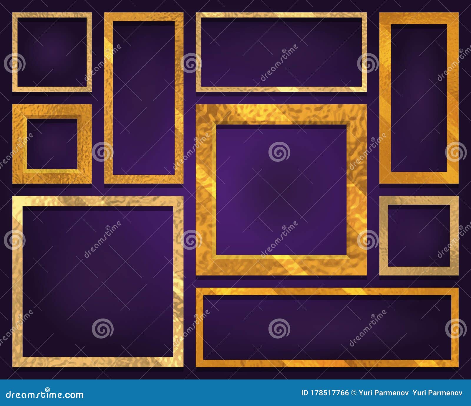 Empty Picture Frame Isolated Vector on Purple Background Stock Vector ...