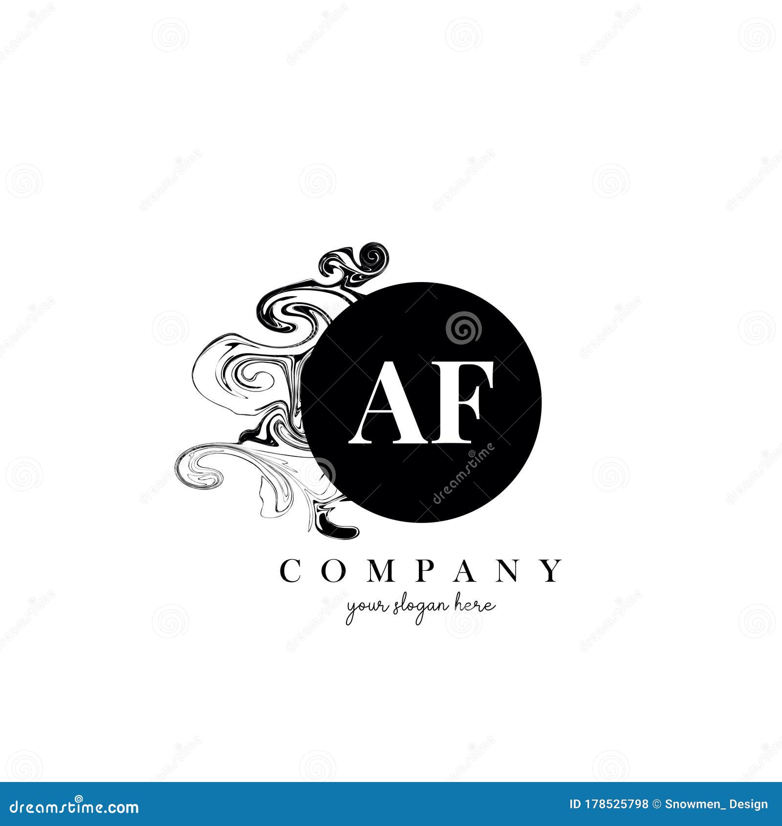 AF Initial Letter Logo Design with Ink Cloud Flowing Texture Vector ...