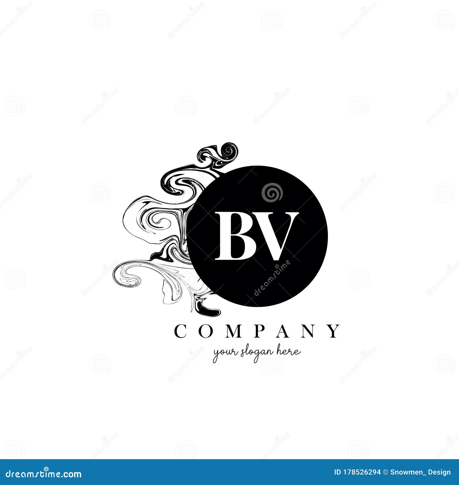 BV Initial Letter Logo Design with Ink Cloud Flowing Texture Vector ...