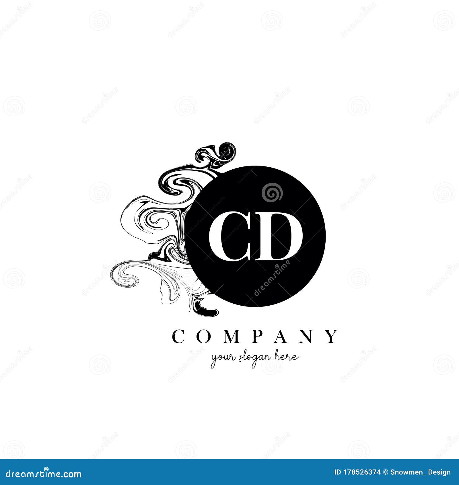 CD Initial Letter Logo Design with Ink Cloud Flowing Texture Vector ...