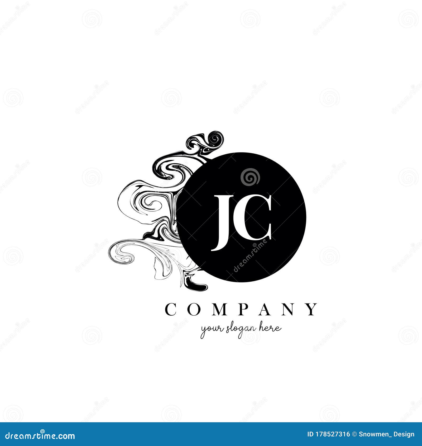 JC Initial Letter Logo Design with Ink Cloud Flowing Texture Vector ...