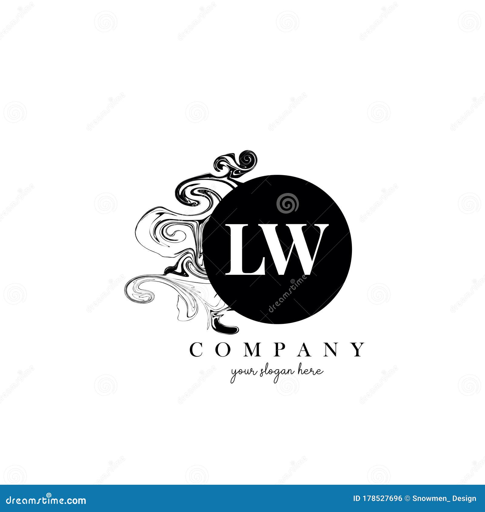 LW Initial Letter Logo Design with Ink Cloud Flowing Texture Vector ...
