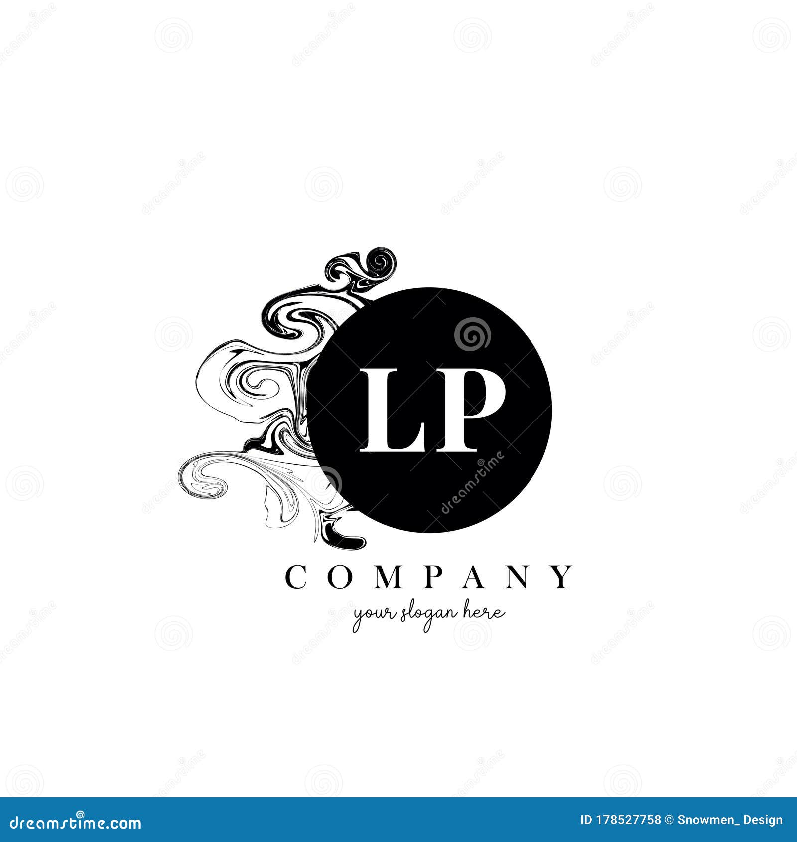 LP Initial Letter Logo Design with Ink Cloud Flowing Texture Vector ...