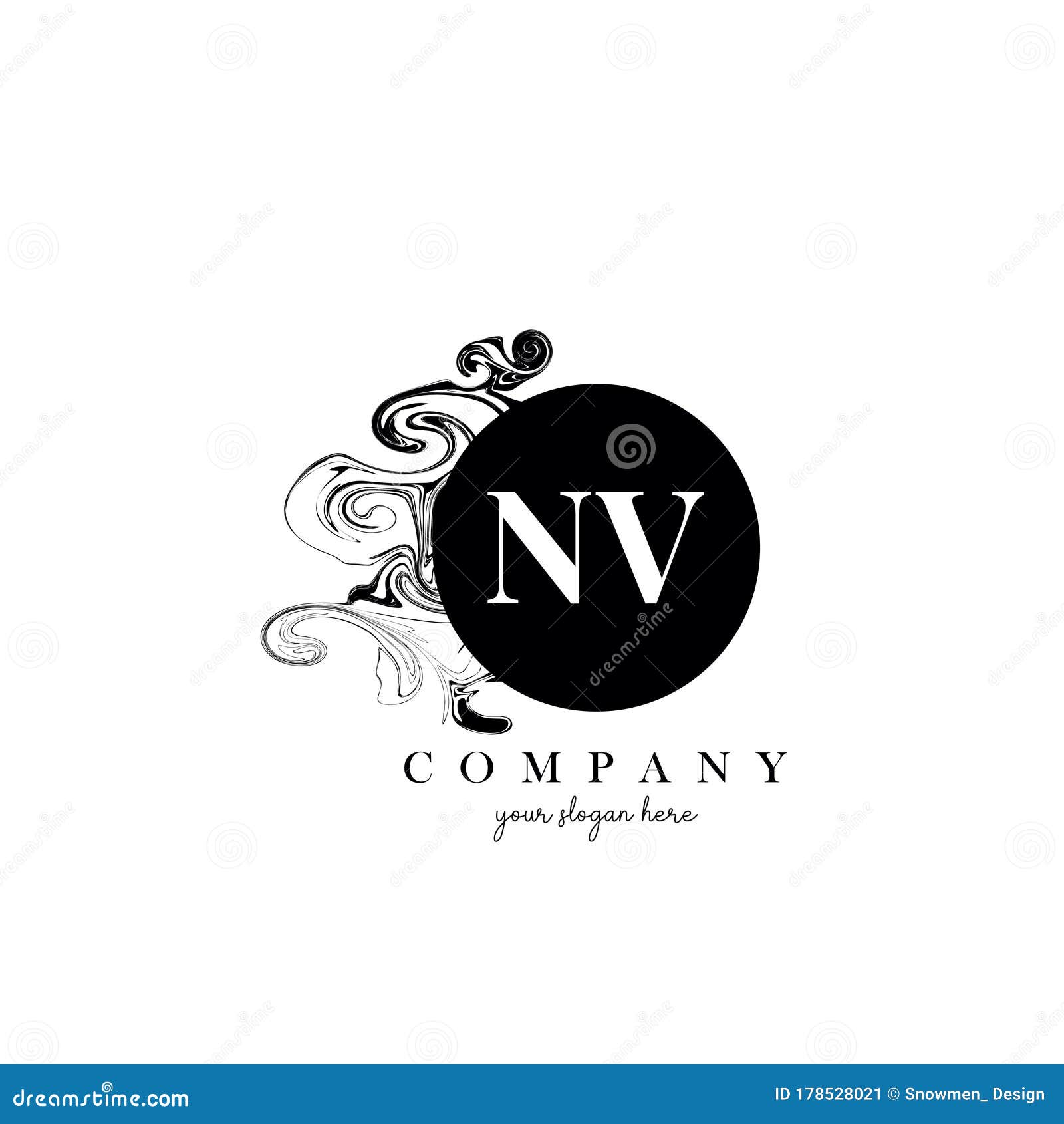 NV Initial Letter Logo Design with Ink Cloud Flowing Texture Vector ...
