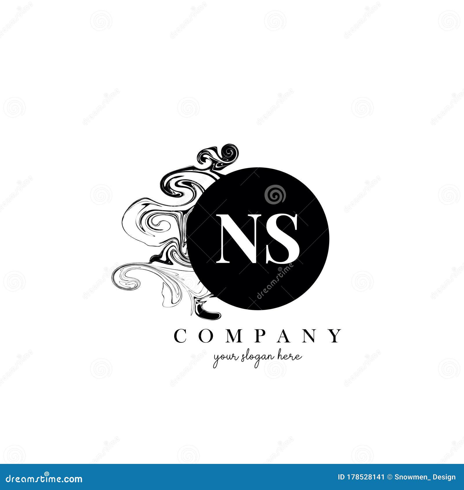 NS Initial Letter Logo Design with Ink Cloud Flowing Texture Vector ...