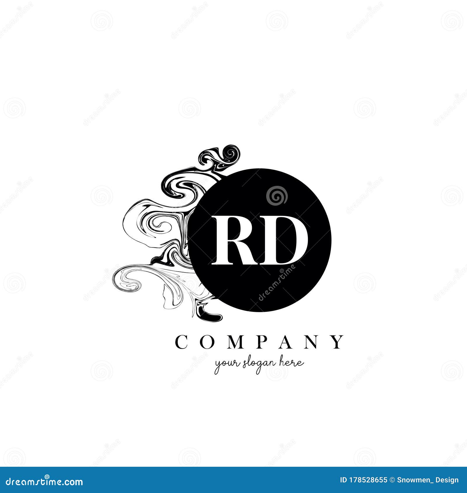 RD Initial Letter Logo Design with Ink Cloud Flowing Texture Vector ...
