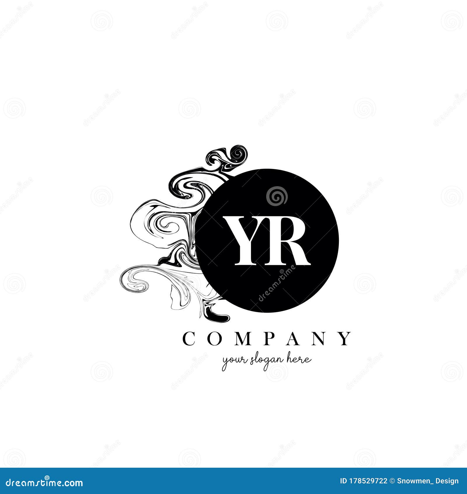 YR Initial Letter Logo Design with Ink Cloud Flowing Texture Vector ...