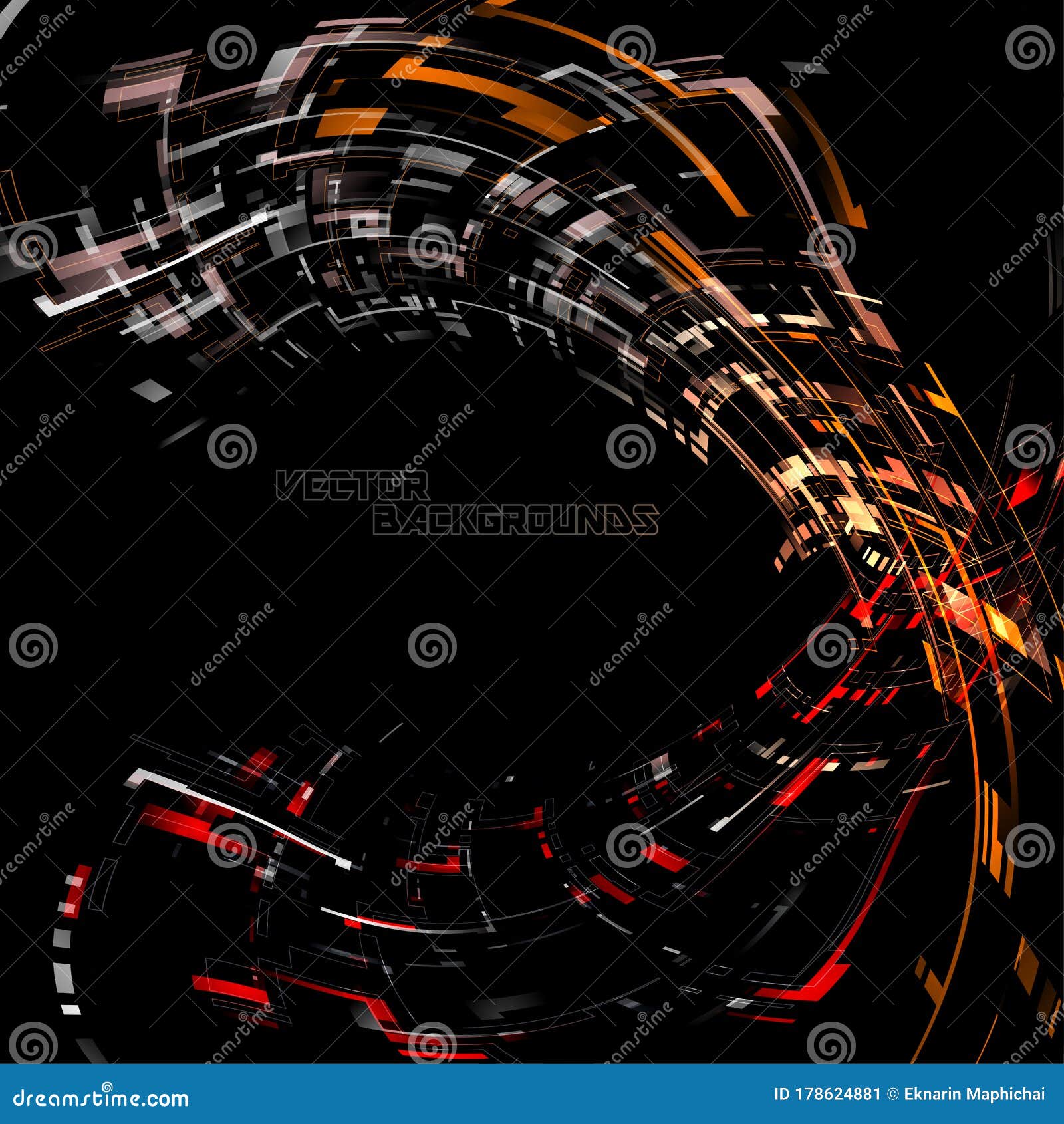 Abstract Geometry Colors Shapes Motion on a Black Stock Vector ...