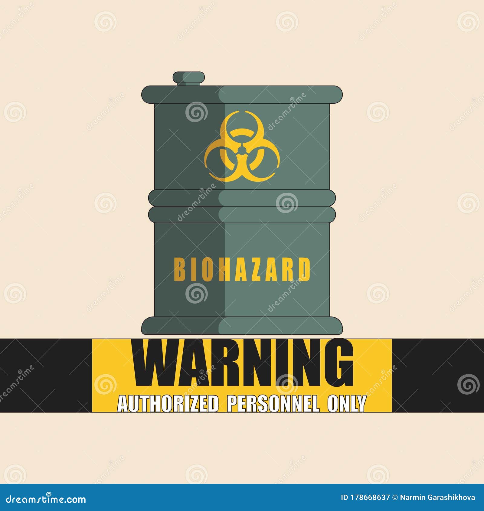 Biological Hazard Or Biohazard Barrel. Warning, Authorized Personnel ...