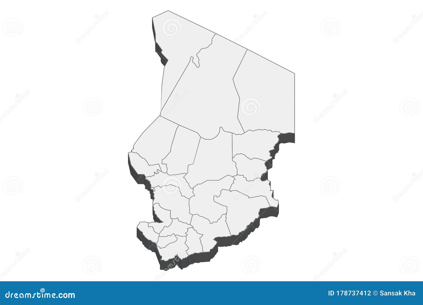 Blank Map Of Chad . Departaments Of Chad Map. High Detailed Vector Map ...