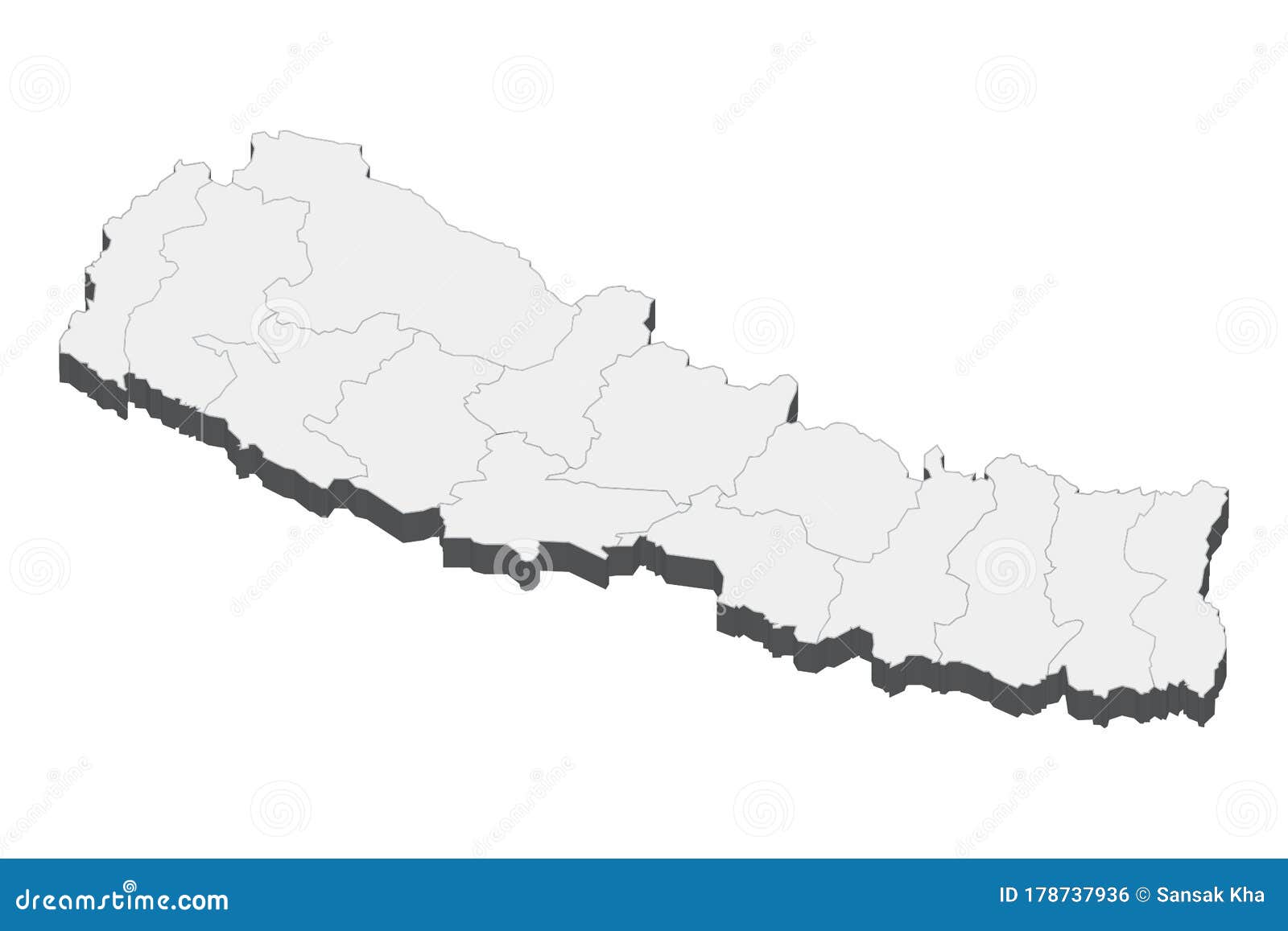 Blank Map Nepal. High Quality Map Federative Democratic Republic Of ...