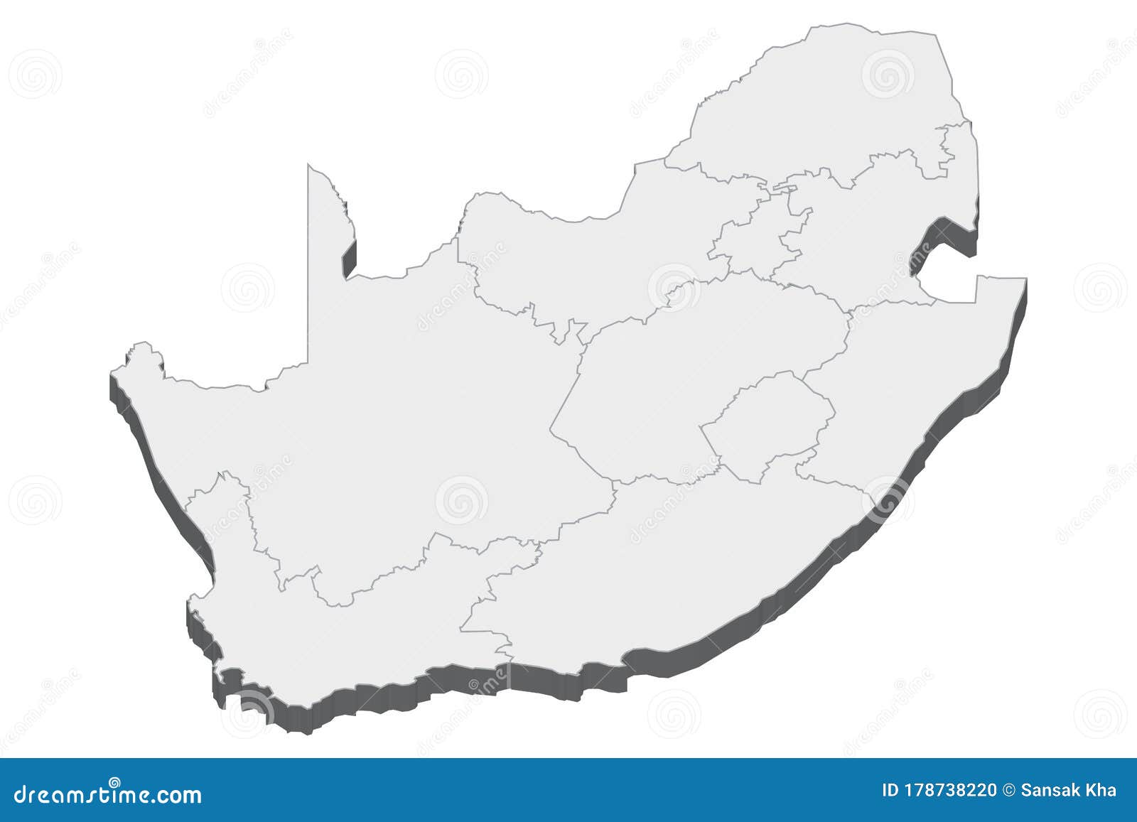 Africa 3d Map With Borders Marked - South Africa Area Marked With South ...