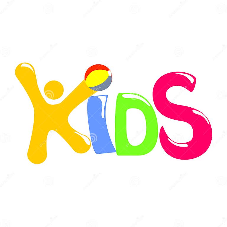 Kids Word with Colorful Color Logo for Your Children`s Foundation Stock ...