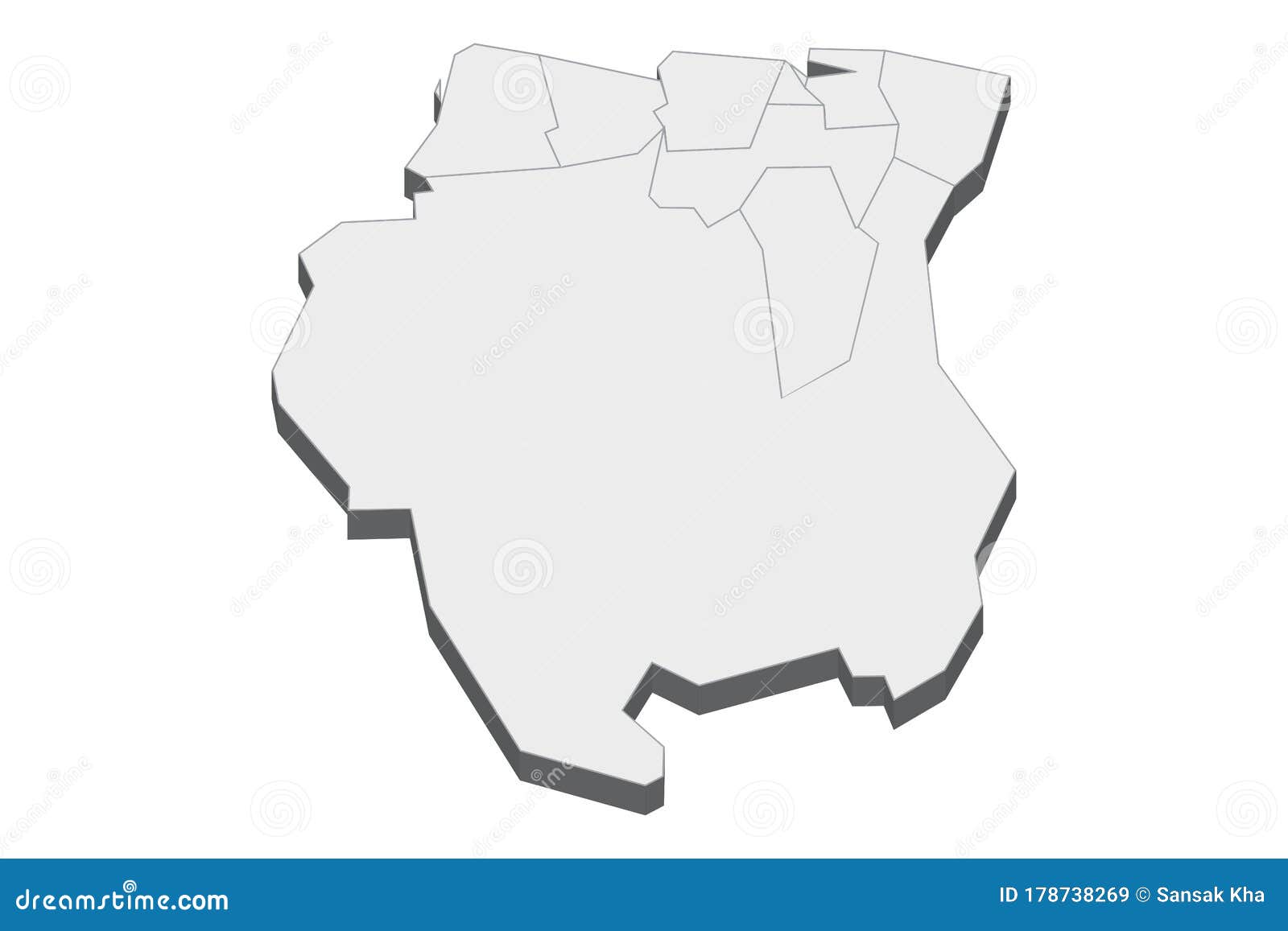 Blank Map Suriname. High Quality Map Of Suriname With Provinces On ...