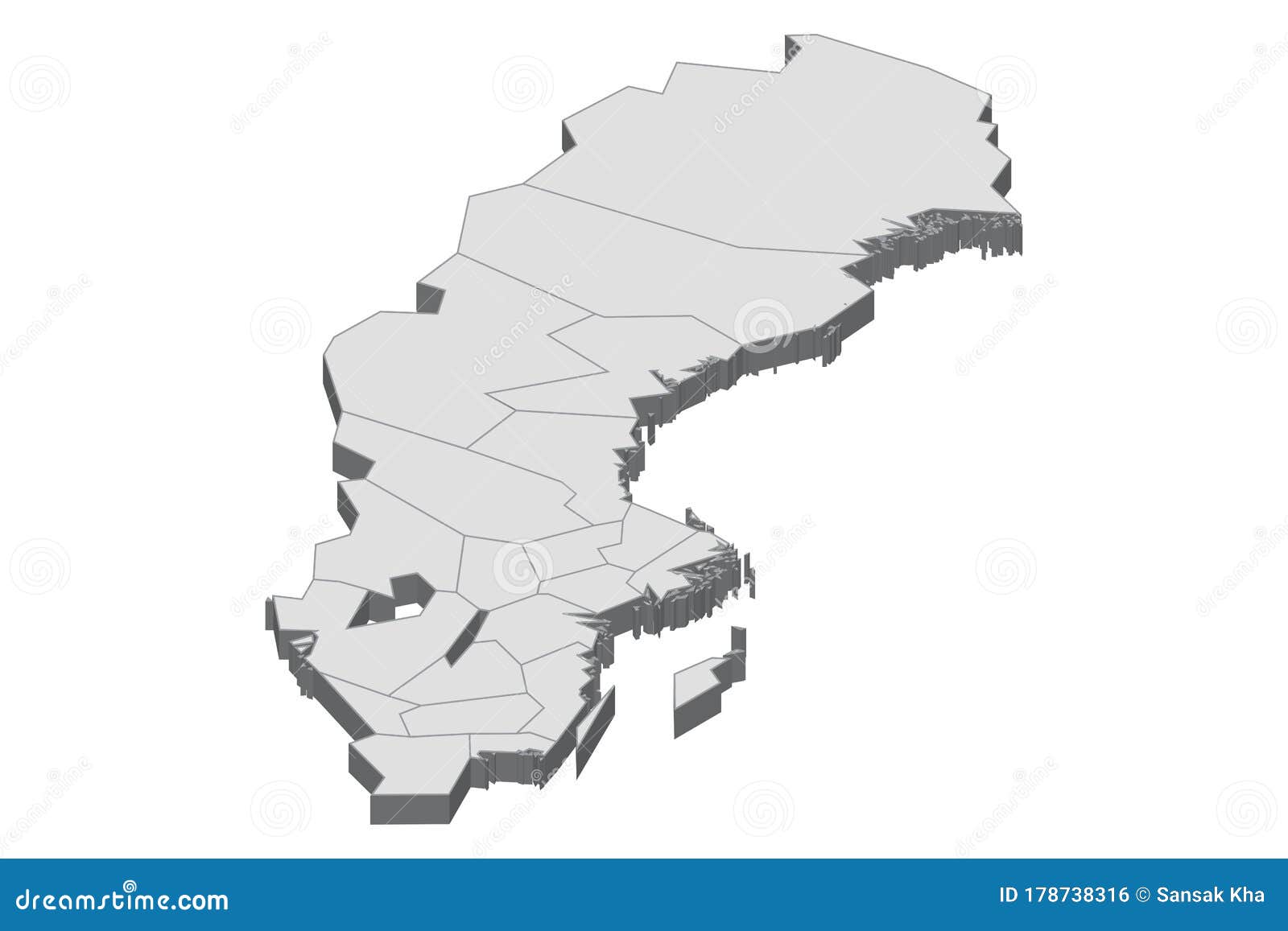 Stylized Map Of Sweden. Cartoon Map With Travel Illustration. Famous ...
