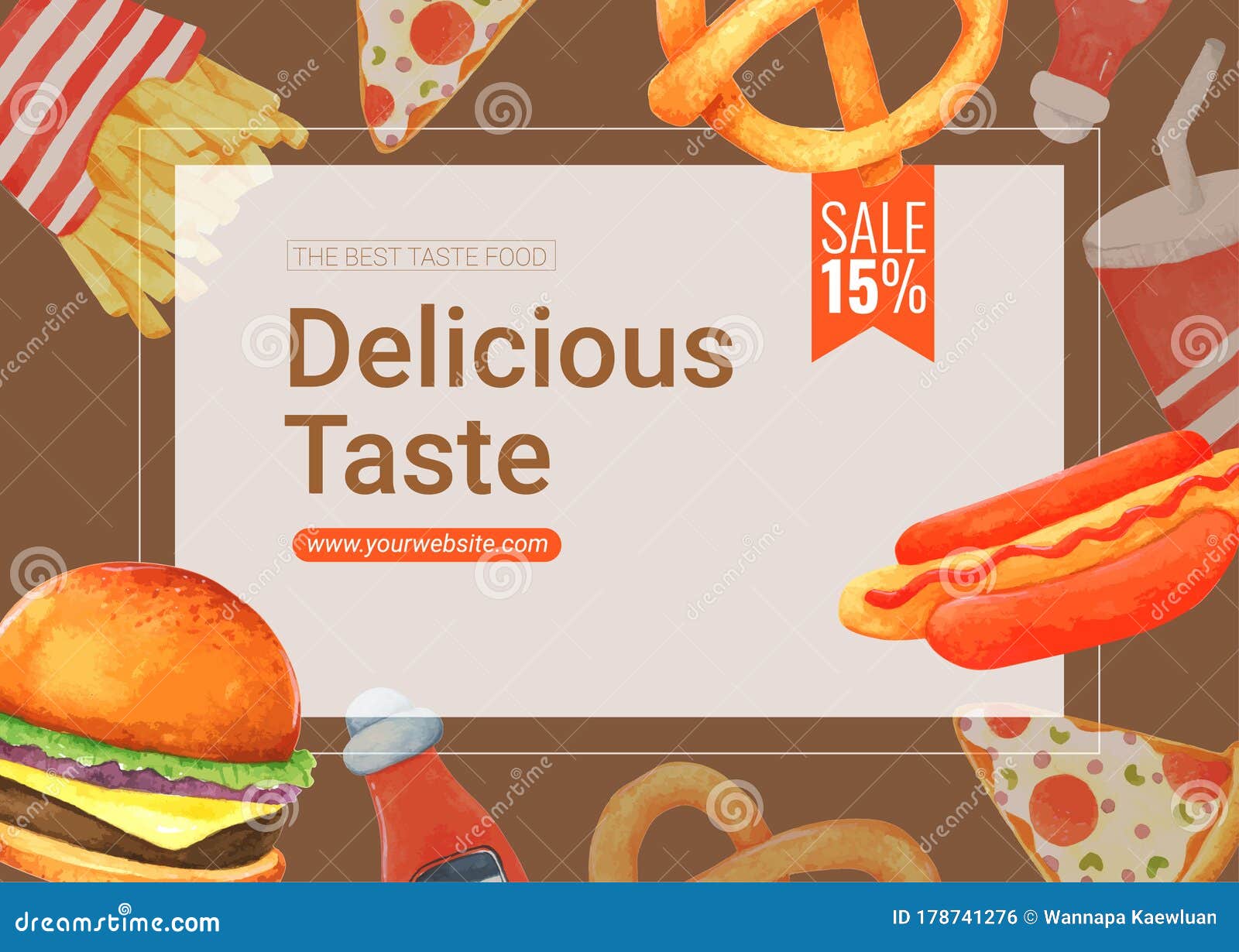 Fast Food Frame Background Template for Menu Design and Poster Stock ...