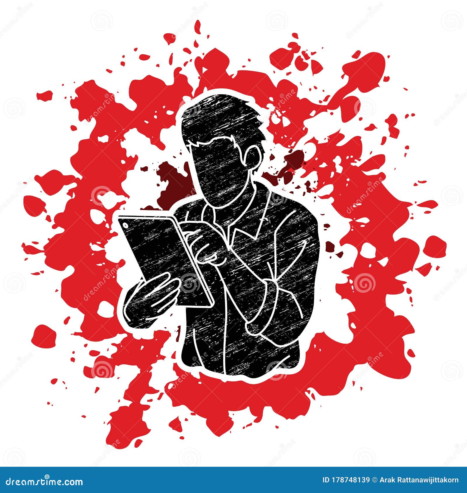 Man Using Digital Tablet Cartoon Graphic Vector Stock Vector ...