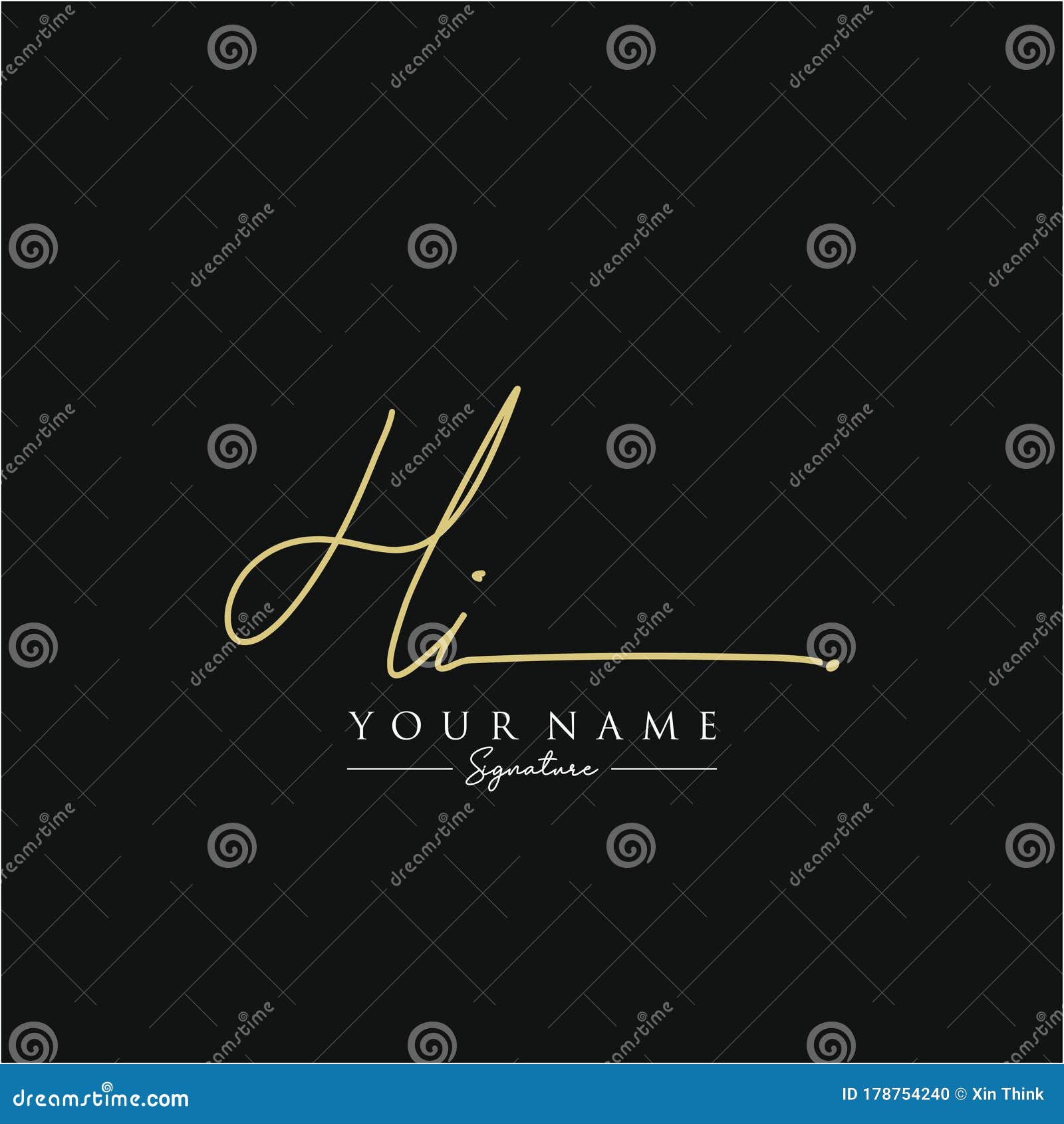 Letter HI Signature Logo Template Vector Stock Vector - Illustration of ...