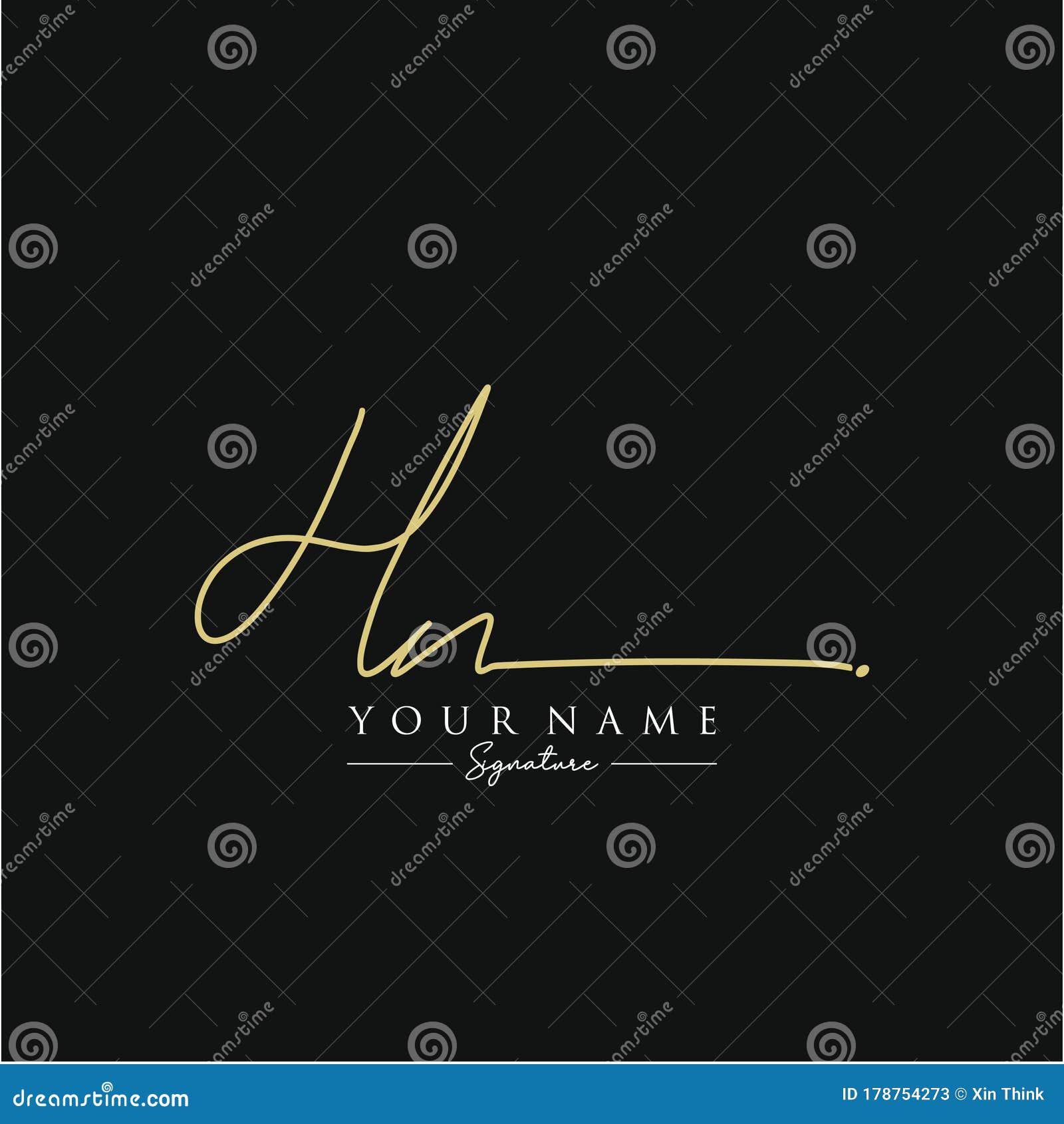 Letter HN Signature Logo Template Vector Stock Vector - Illustration of ...