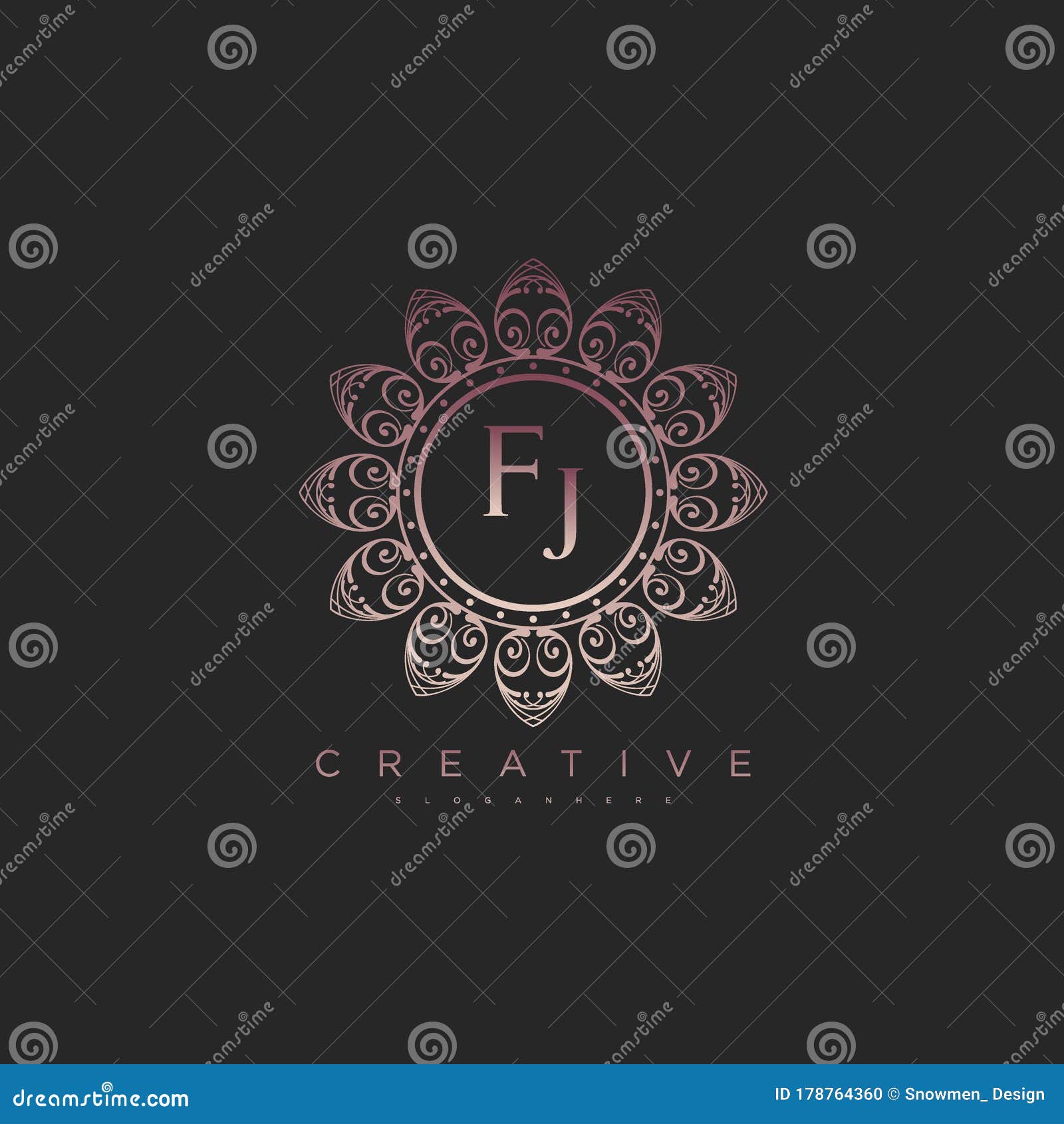 Letter FJ Elegant Initial Logo Lotus Vector Stock Vector - Illustration ...