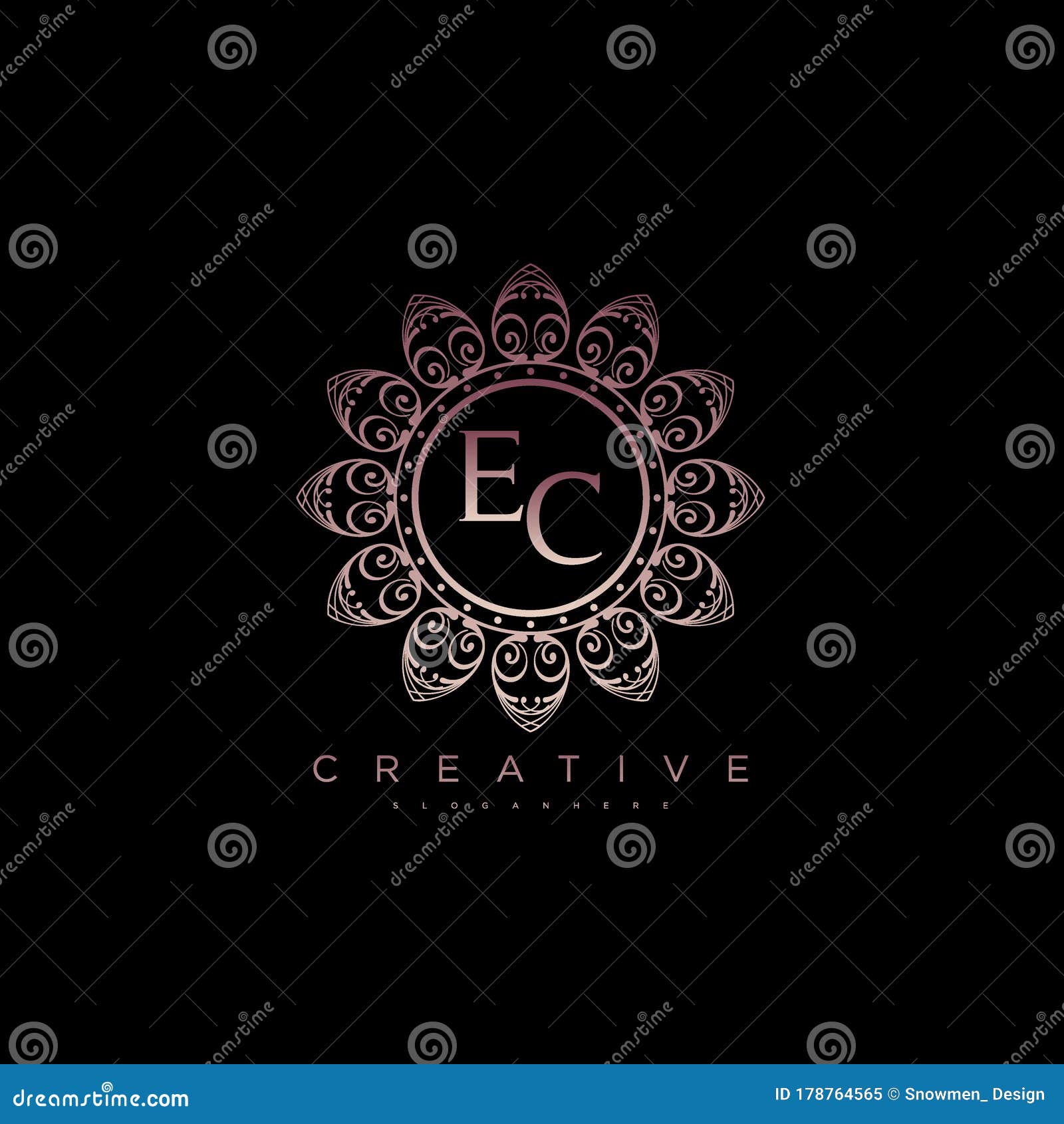Letter EC Elegant Initial Logo Lotus Vector Stock Vector - Illustration ...