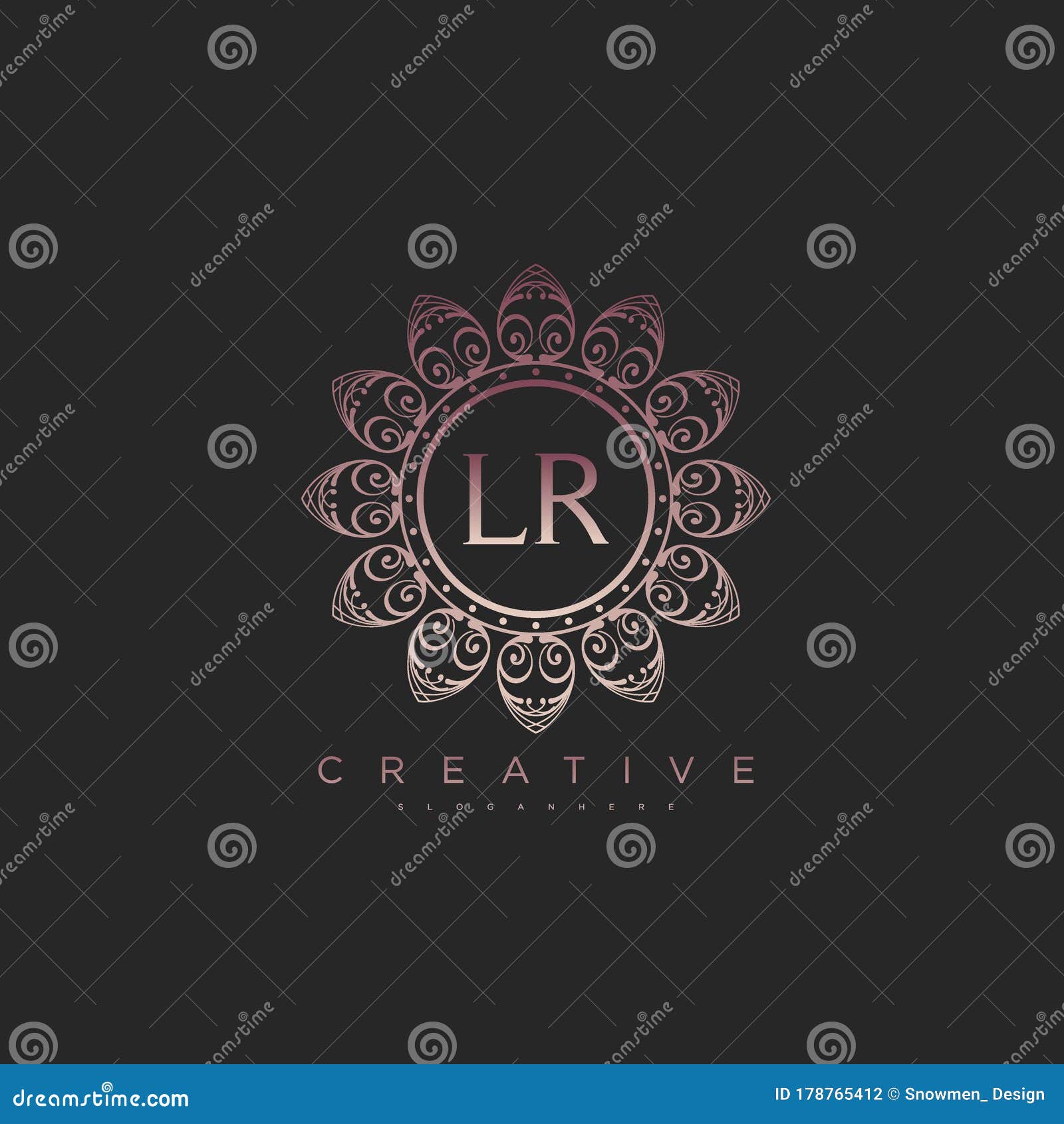 Letter LR Elegant Initial Logo Lotus Vector Stock Vector - Illustration ...