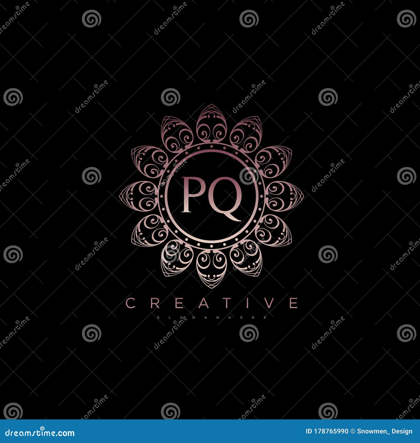 Letter PQ Elegant Initial Logo Lotus Vector Stock Vector - Illustration ...