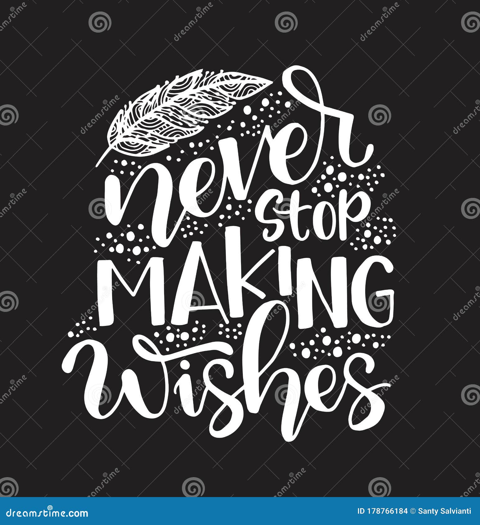 Never Stop Making Wishes - Inscription Hand Lettering Vector ...
