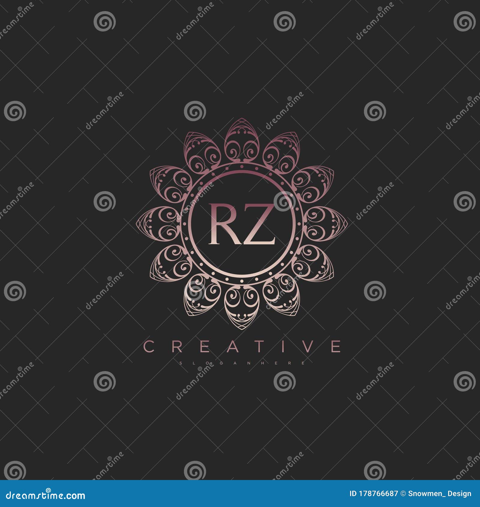 Letter RZ Elegant Initial Logo Lotus Vector Stock Vector - Illustration ...