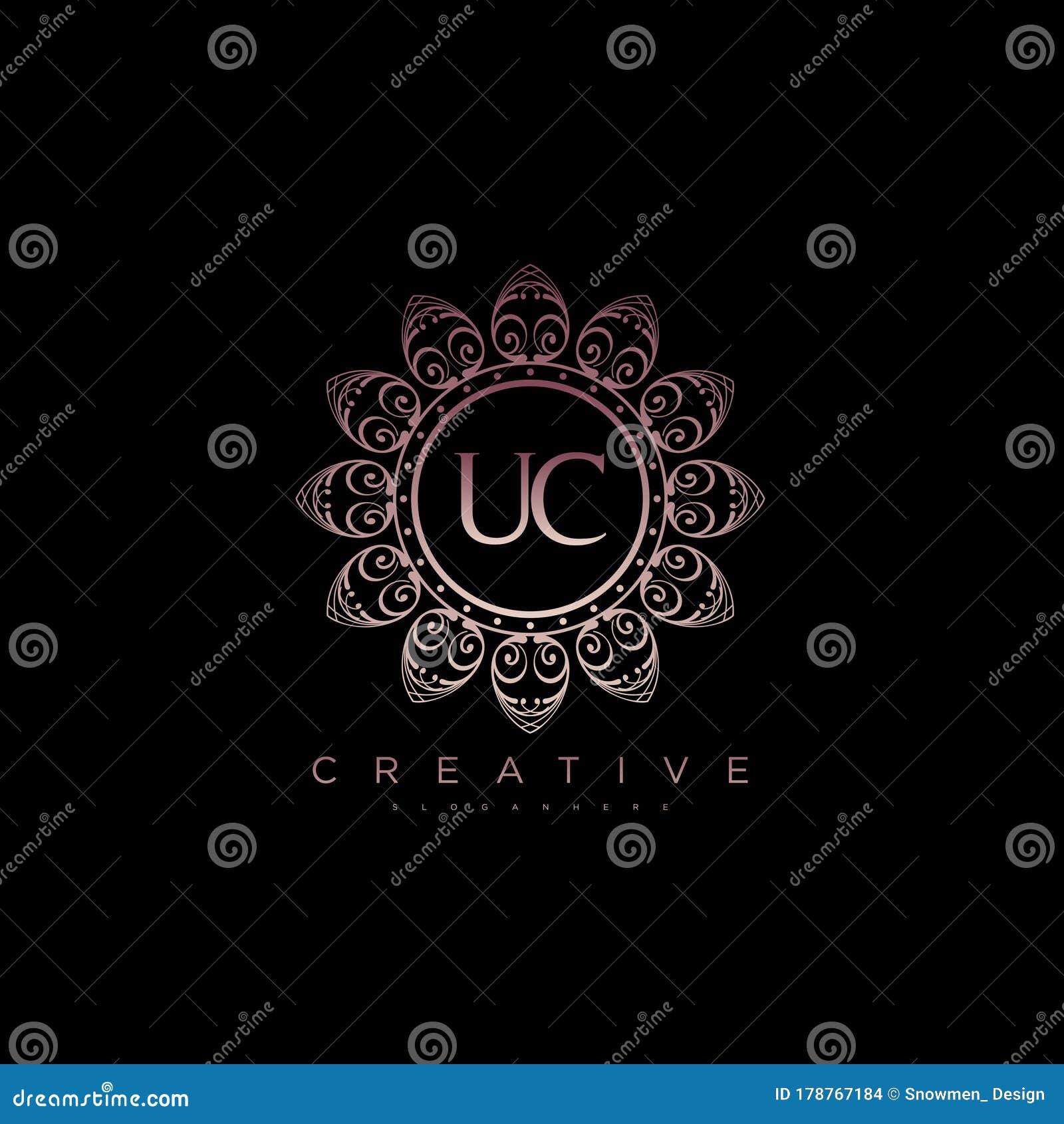 Letter UC Elegant Initial Logo Lotus Vector Stock Vector - Illustration ...