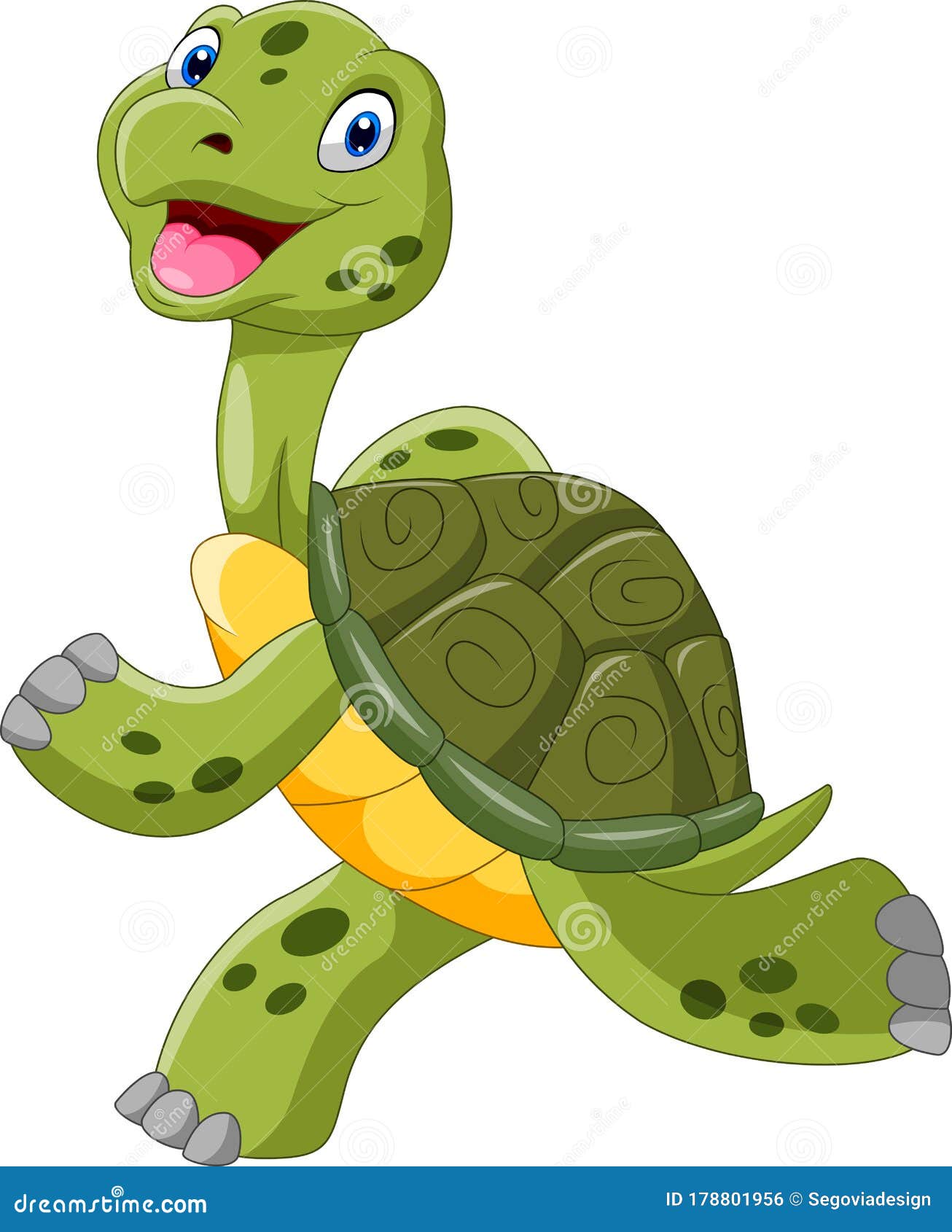 Cute Cartoon Turtle is Running Stock Vector - Illustration of amphibian ...