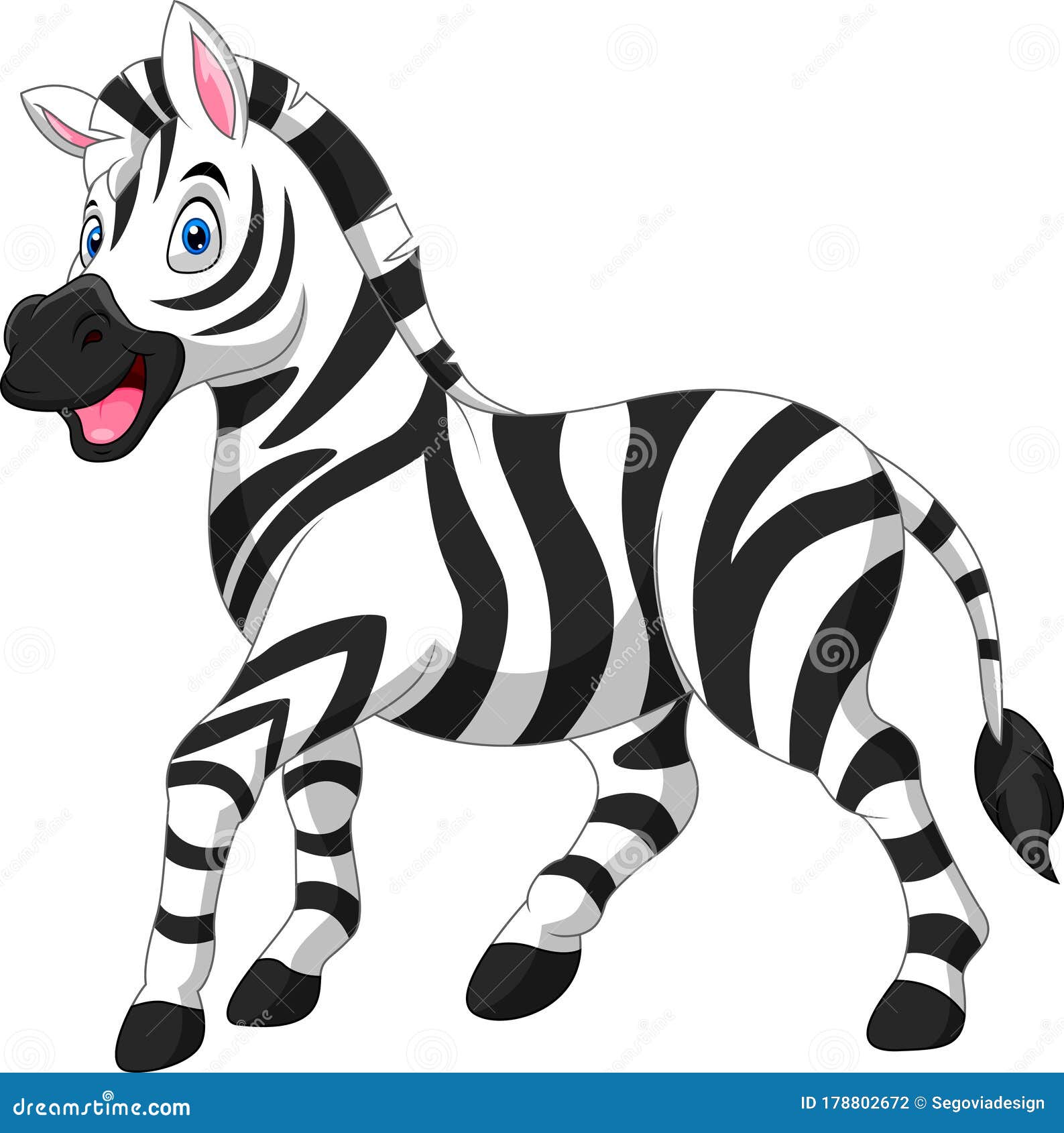 Cute Cartoon Funny Zebra Stand Stock Vector - Illustration of isolated ...