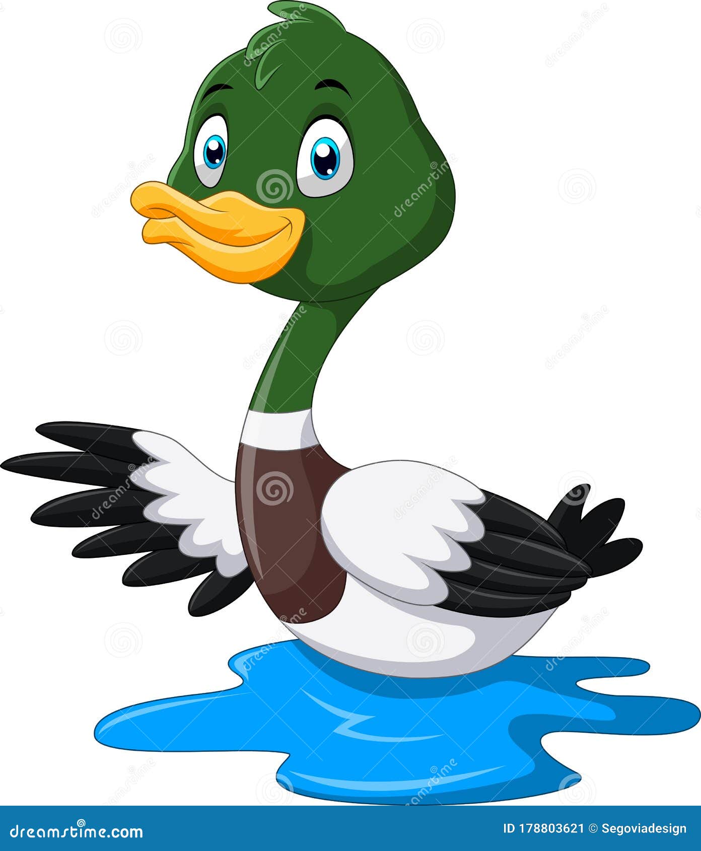 Cute Cartoon Mallard Duck Waving Stock Vector - Illustration of exotic ...