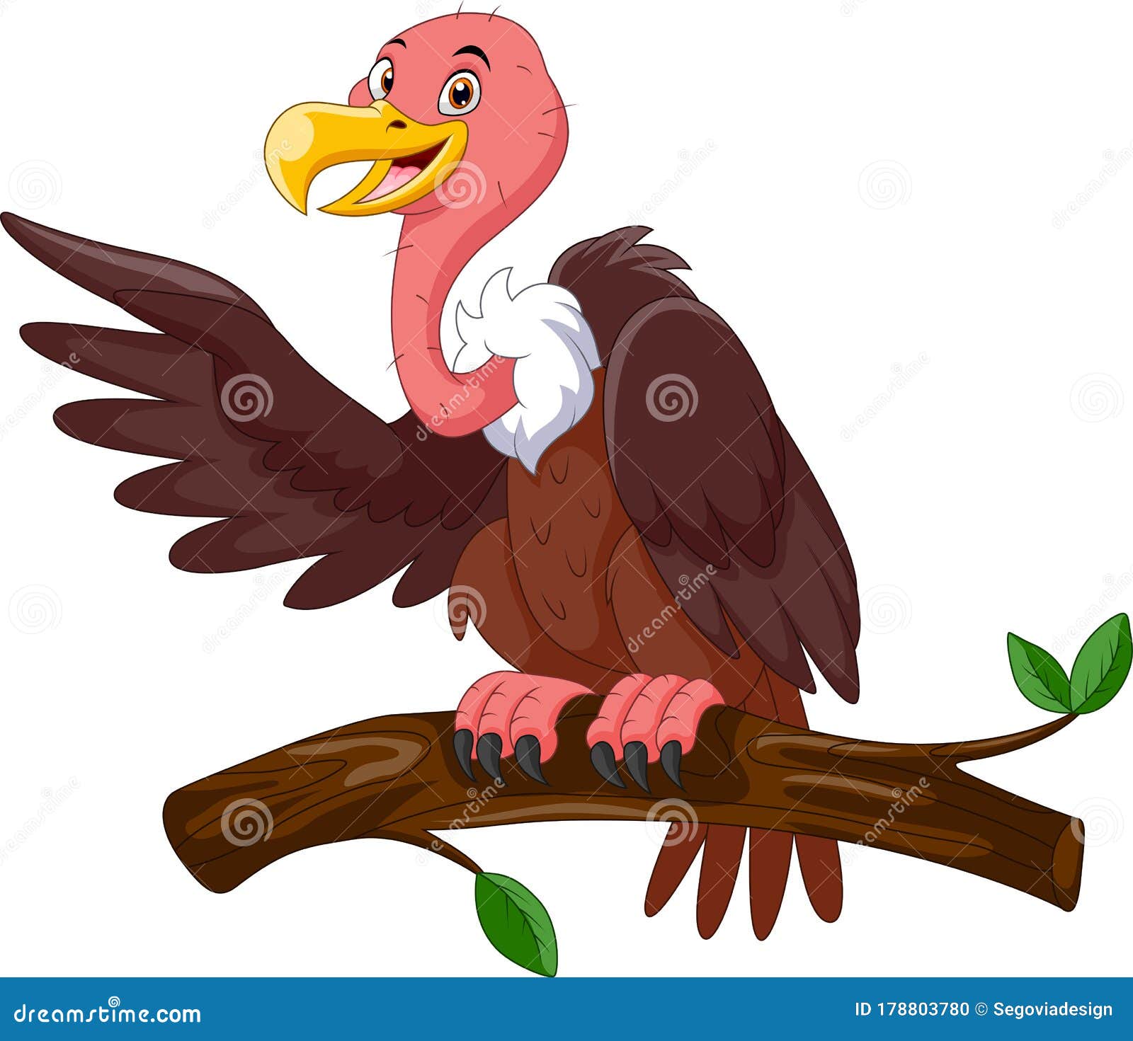 Cute Cartoon Vulture Stand on a Branch Stock Vector - Illustration of ...