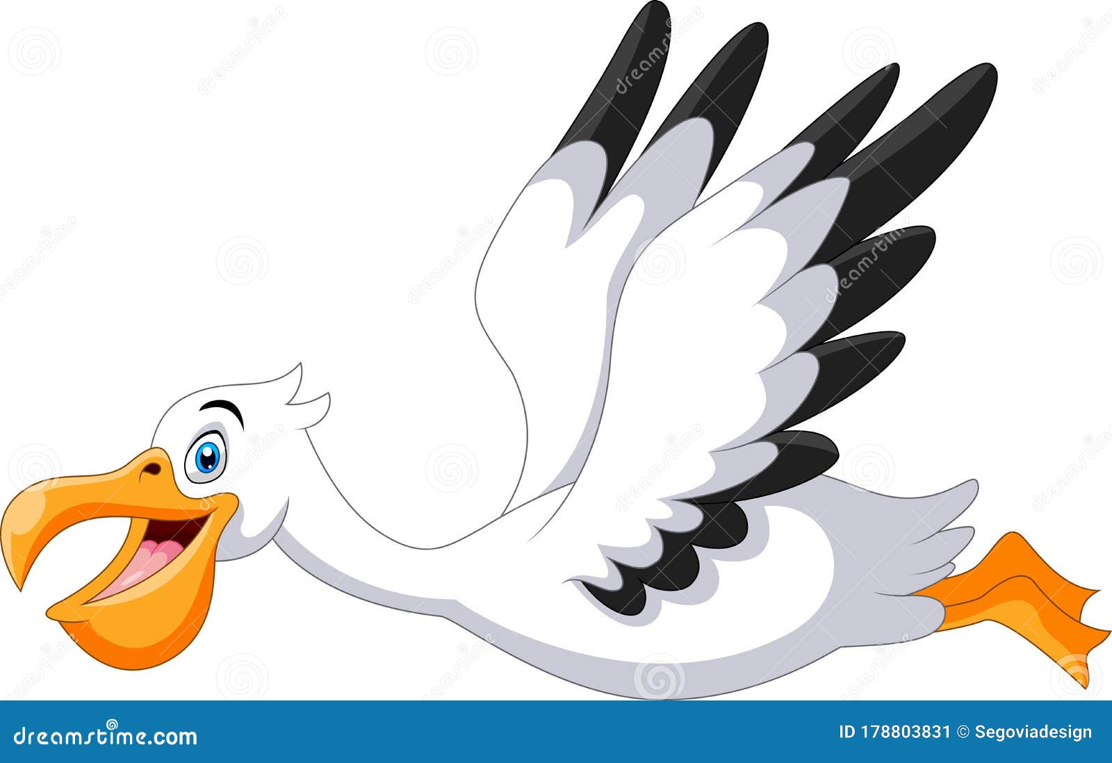 Cute Cartoon Pelican is Flying Stock Vector - Illustration of life ...